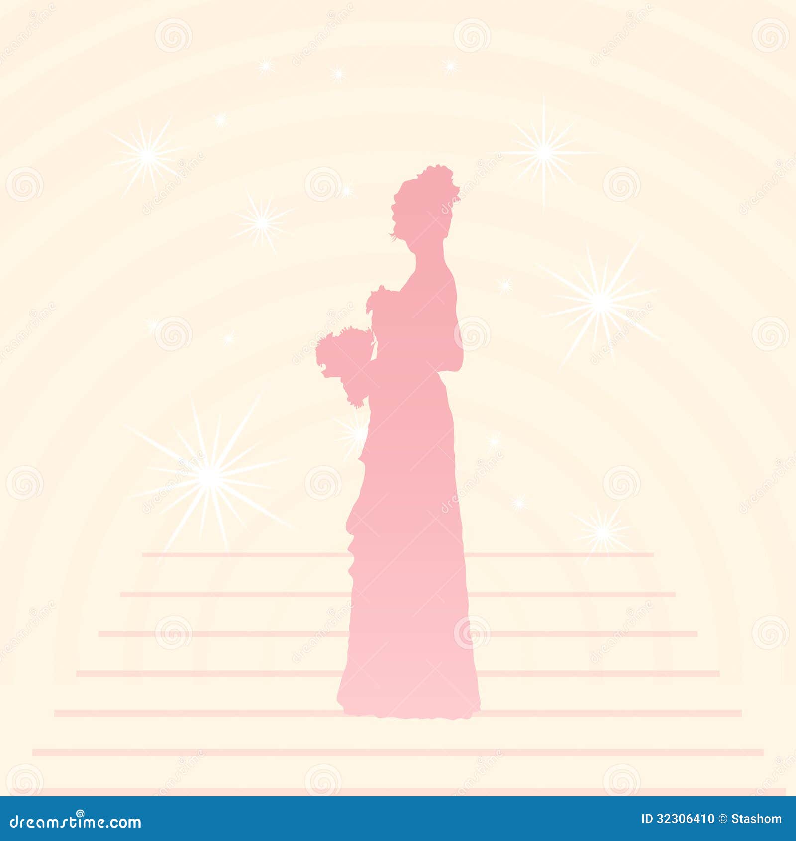 Young Elegant Bride Holding Flowers. Stock Vector - Illustration of ...