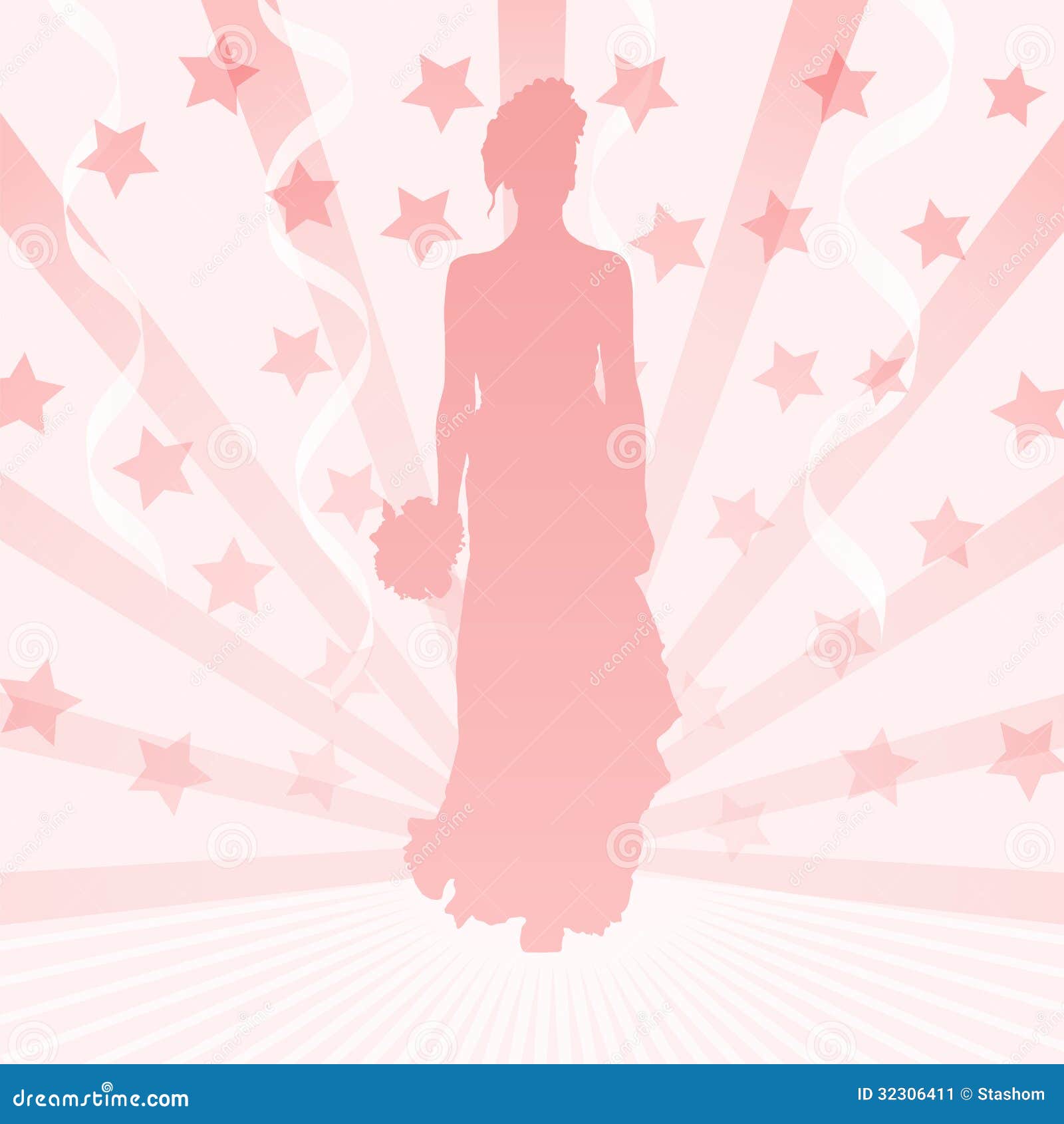 Young Elegant Bride Holding Flowers. Stock Vector - Illustration of ...