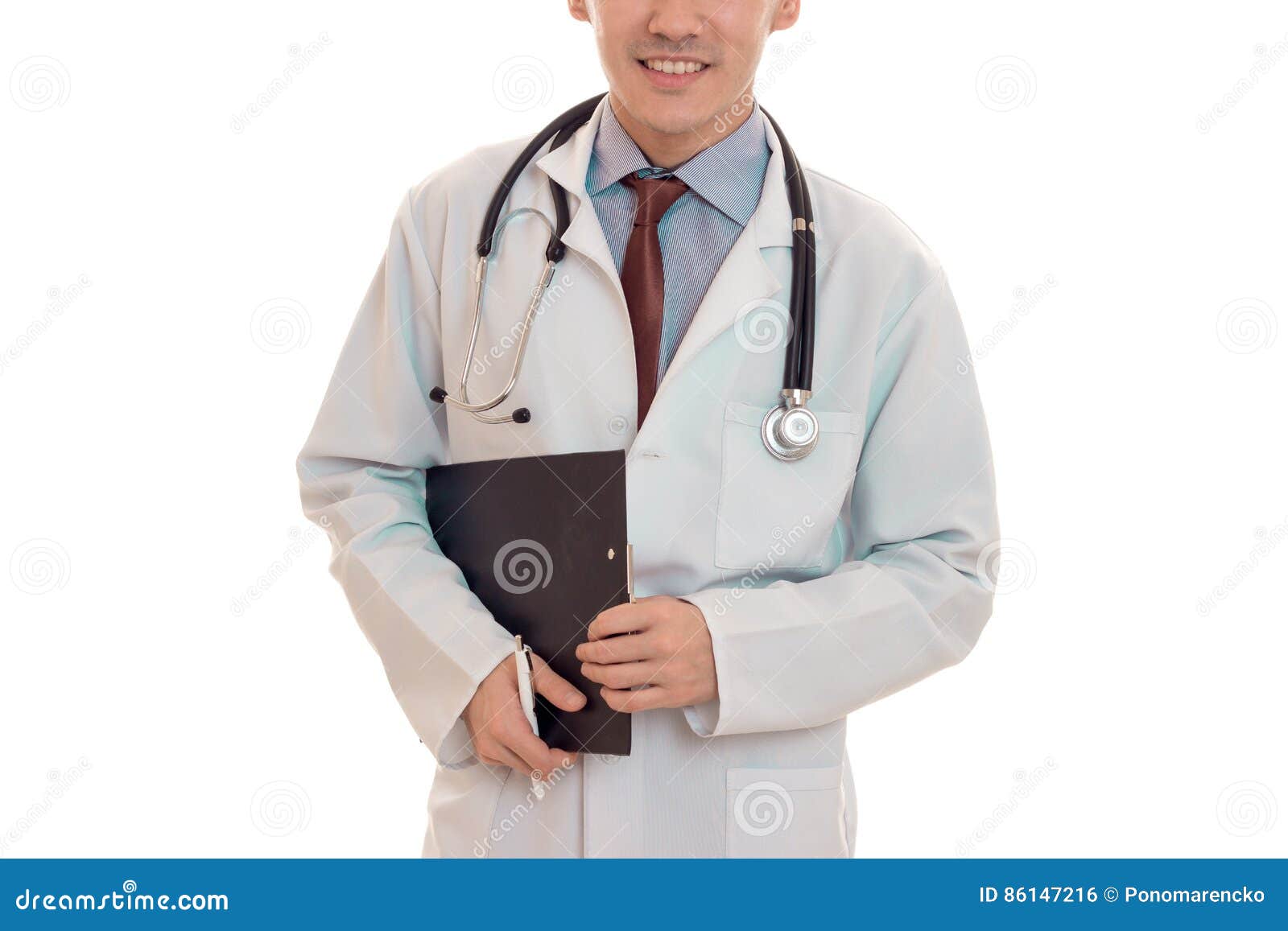 Young Elegant Doctor in Uniform with Stethoscope Smiling on Camera and ...