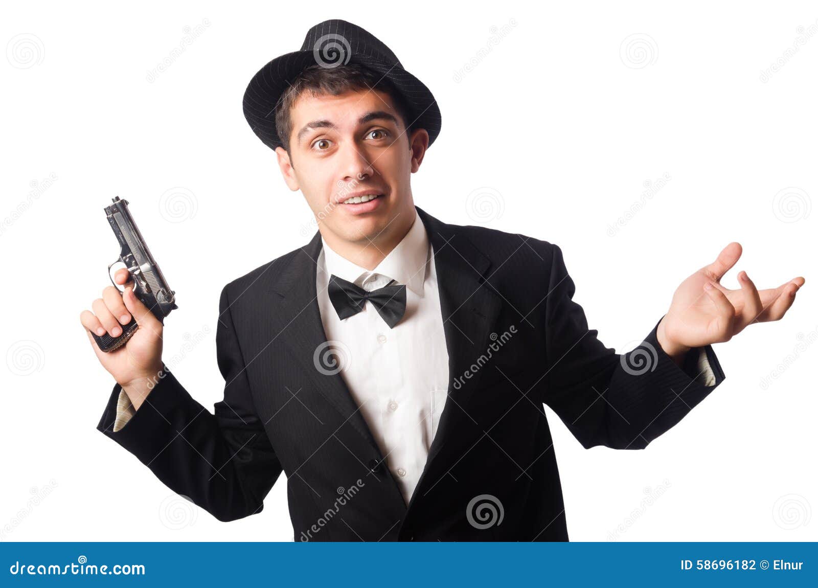 Young Elegant Man Holding Handgun Isolated on Stock Photo - Image of ...