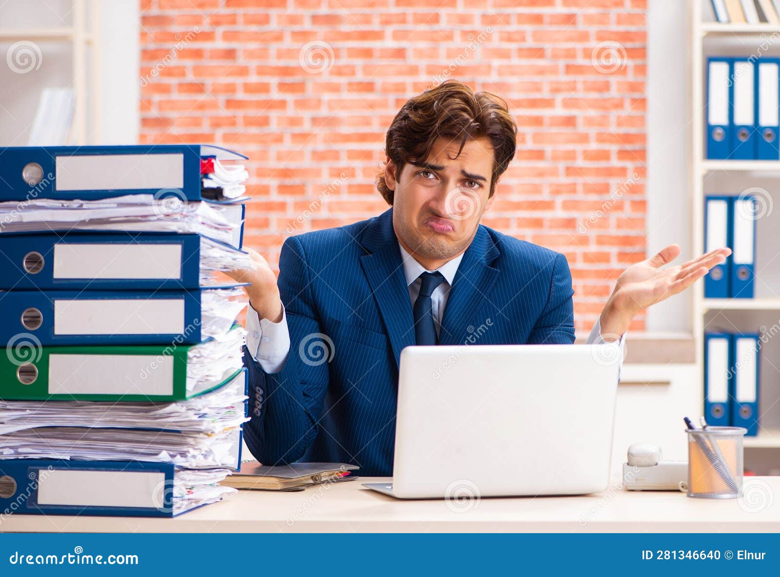 Young Elegant Man Unhappy with Too Much Work Stock Photo - Image of ...
