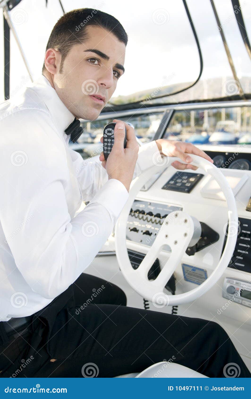 Young Elegant Man at Yatch Control Stock Image - Image of adventure ...