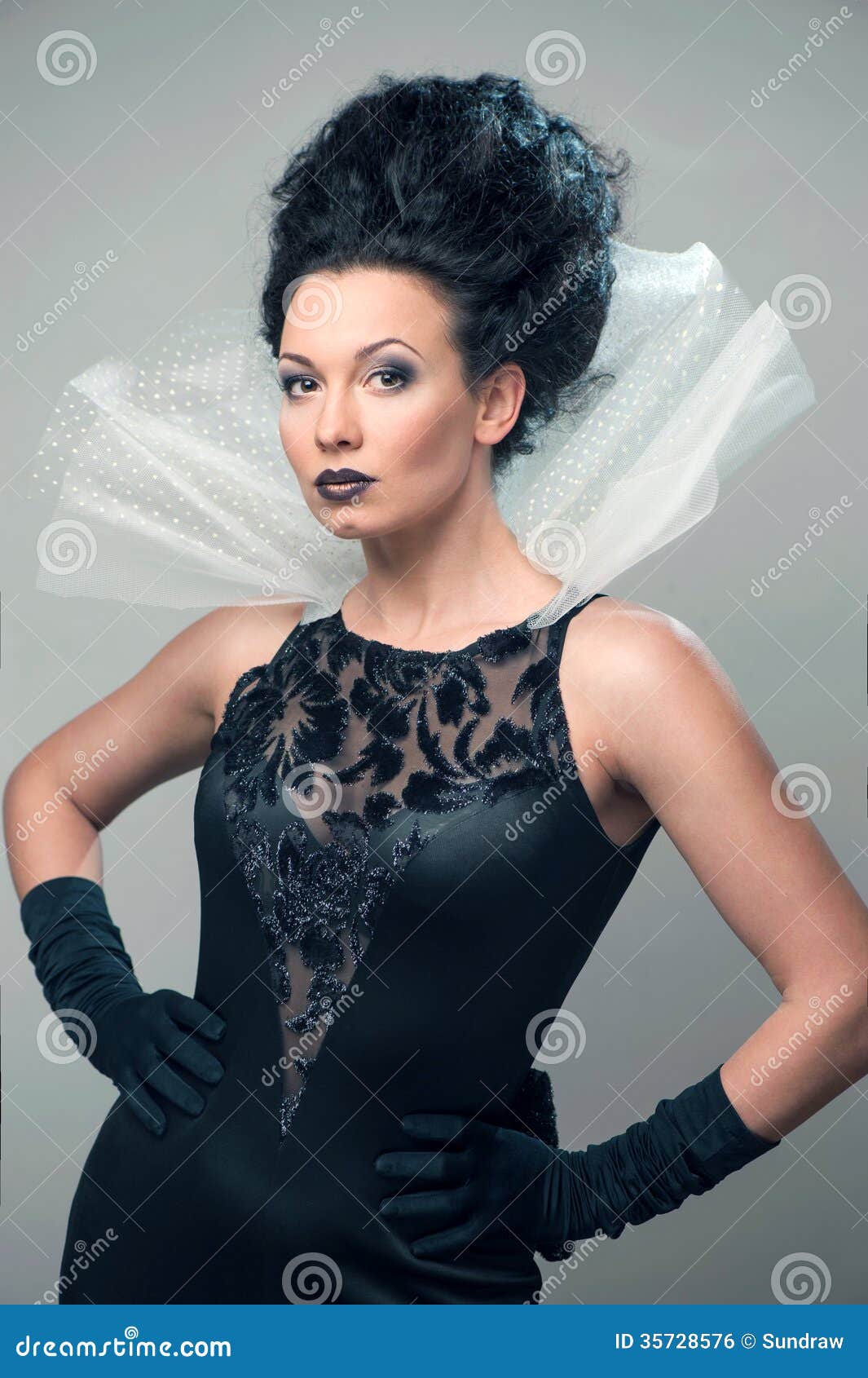 Young Elegant Queen in Black Dress Stock Photo - Image of female, lady ...