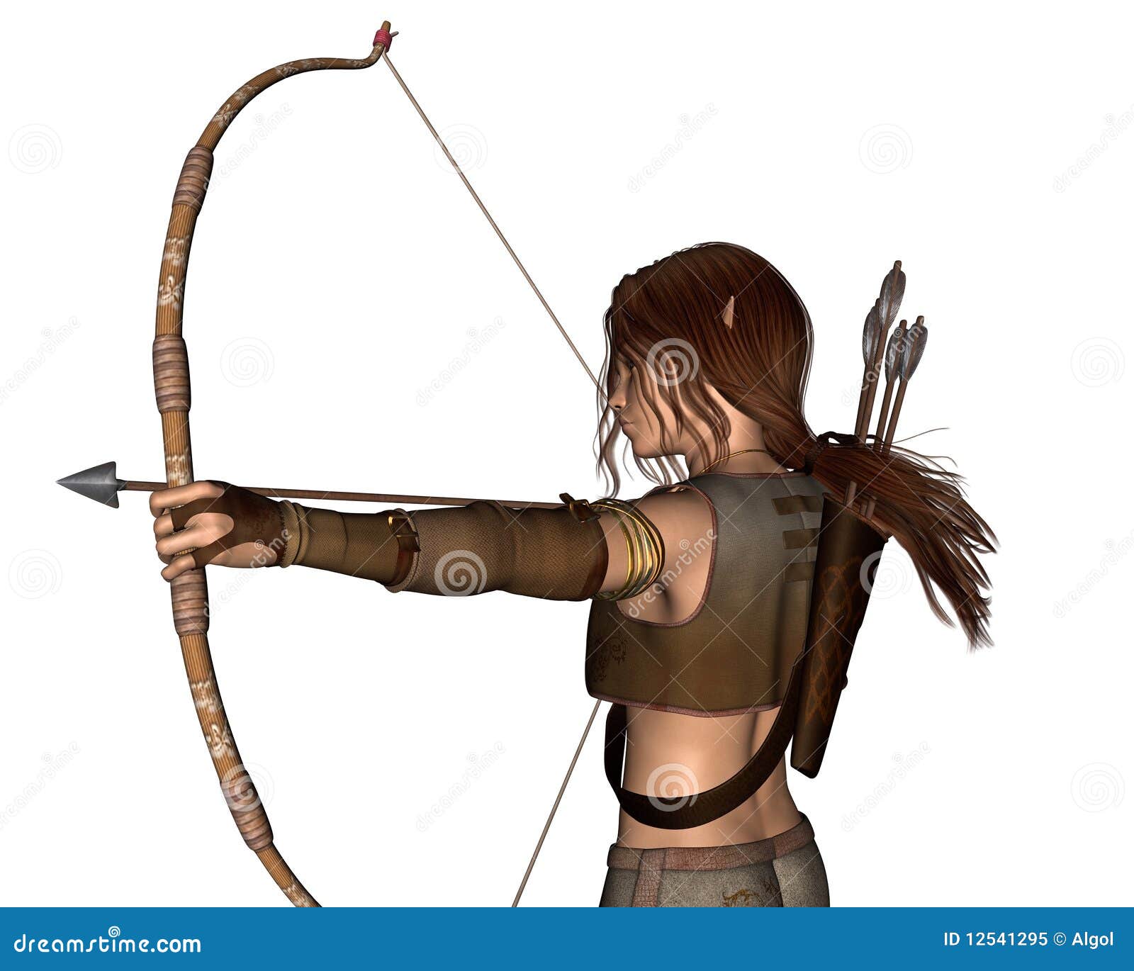 Young Elven Hunter with Bow - Portrait Stock Illustration ...
