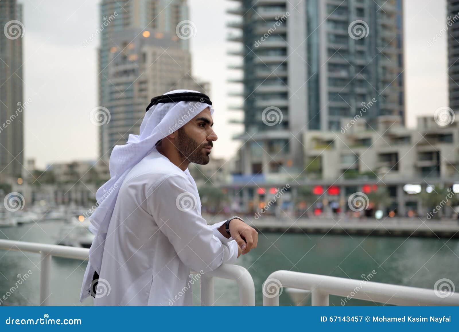 Young Emirati Arab Man Standing by the Canal Stock Image - Image of ...
