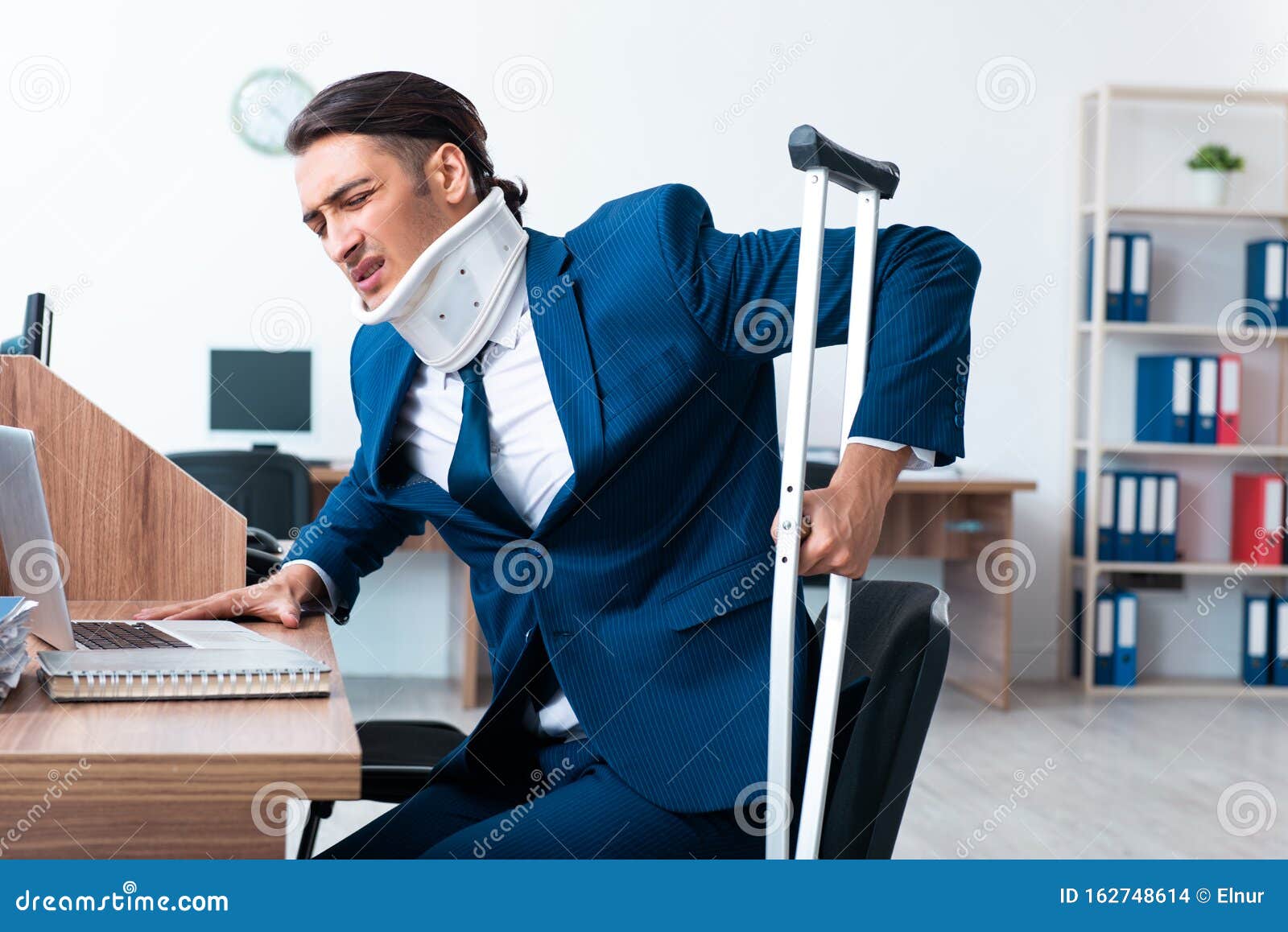 Young Employee after Accident in the Office Stock Photo - Image of boss ...