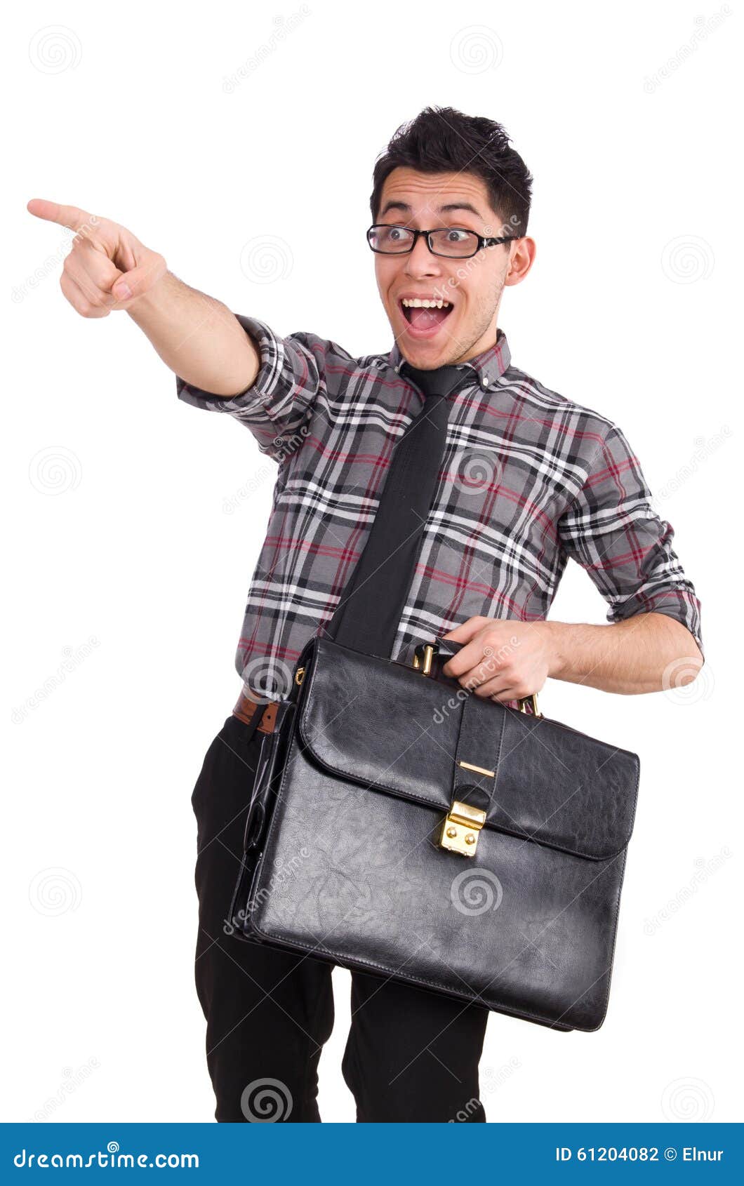 The Young Employee with Backpack Isolated on White Stock Photo - Image ...