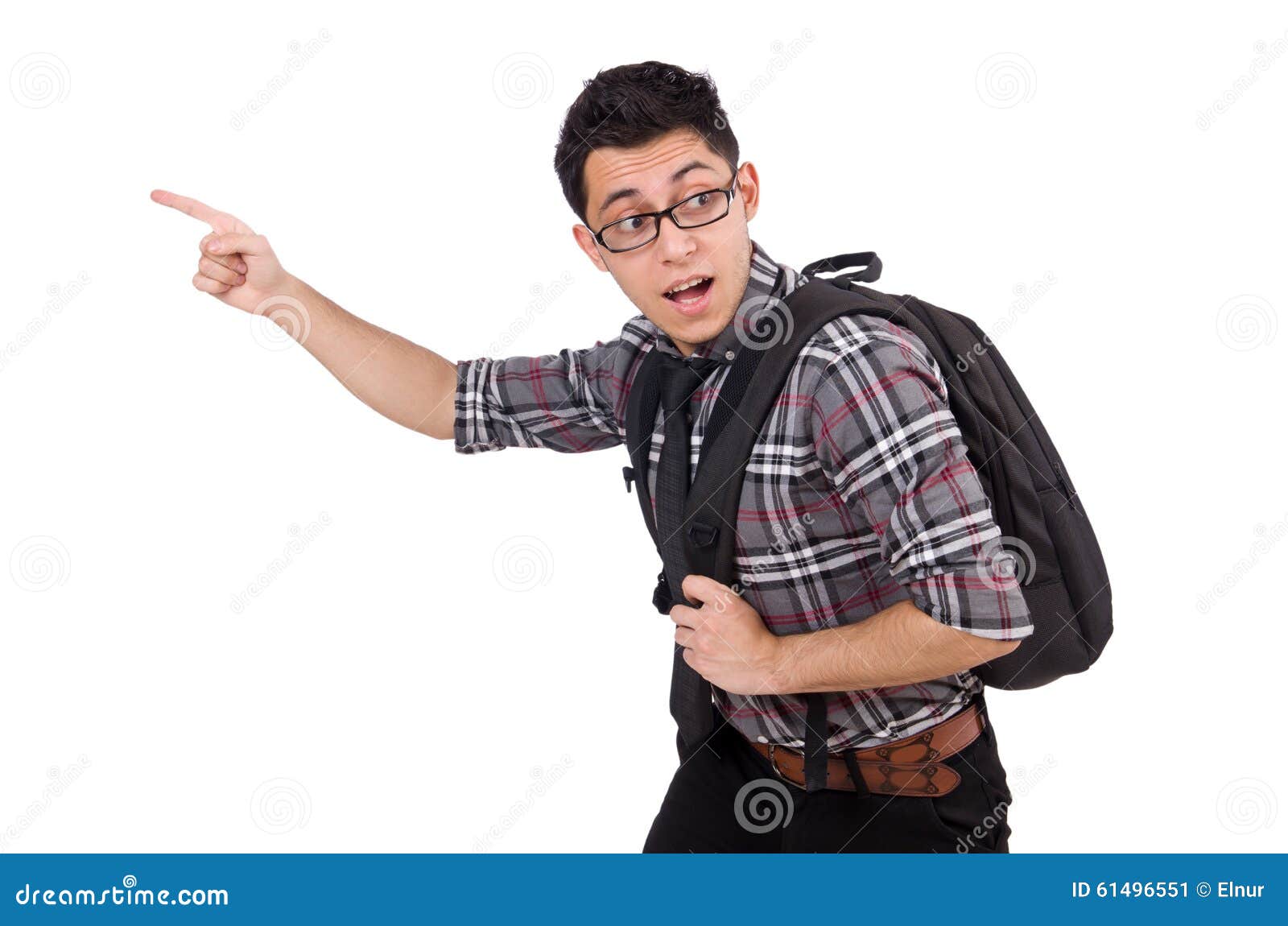 The Young Employee with Backpack Isolated on White Stock Image - Image ...