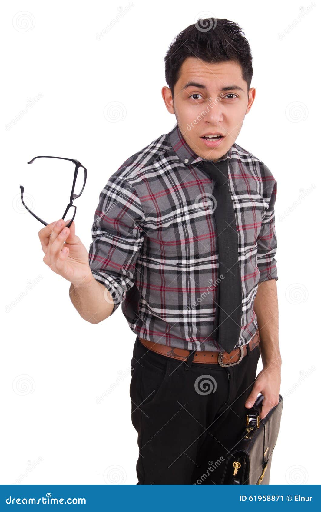 The Young Employee with Backpack Isolated on White Stock Image - Image ...