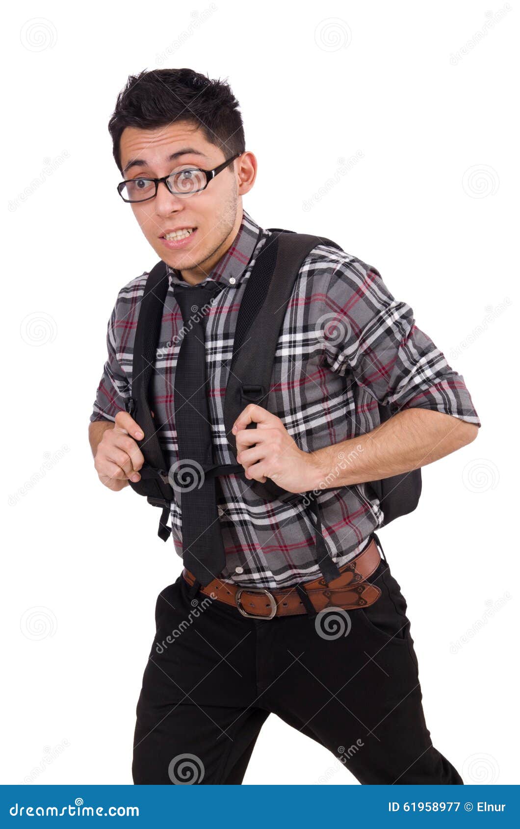 The Young Employee with Backpack Isolated on White Stock Image - Image ...