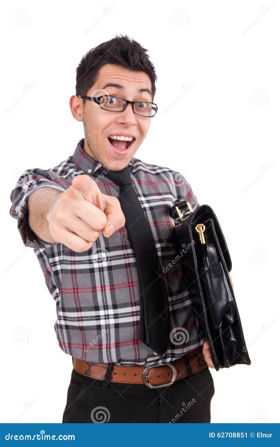 Young Employee with Backpack Isolated on White Stock Image - Image of ...