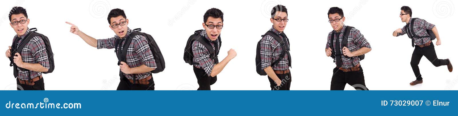 The Young Employee with Backpack Isolated on White Stock Image - Image ...