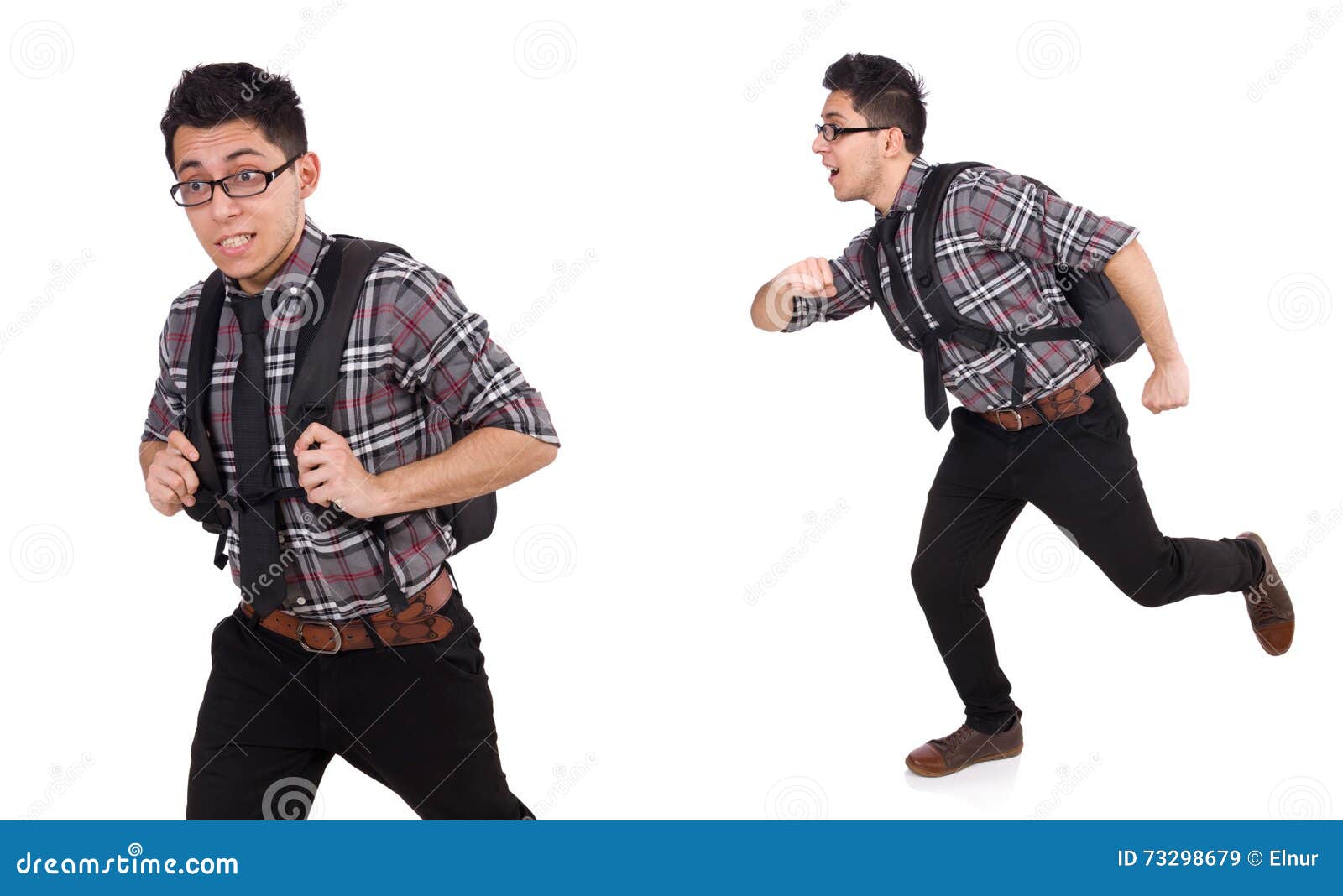 The Young Employee with Backpack Isolated on White Stock Image - Image ...