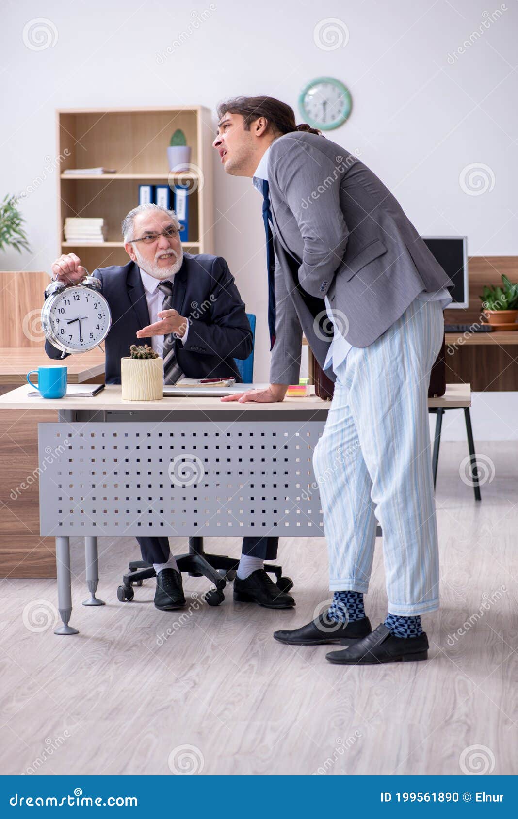 Young Male Employee Being Late for Work Stock Photo - Image of employee ...