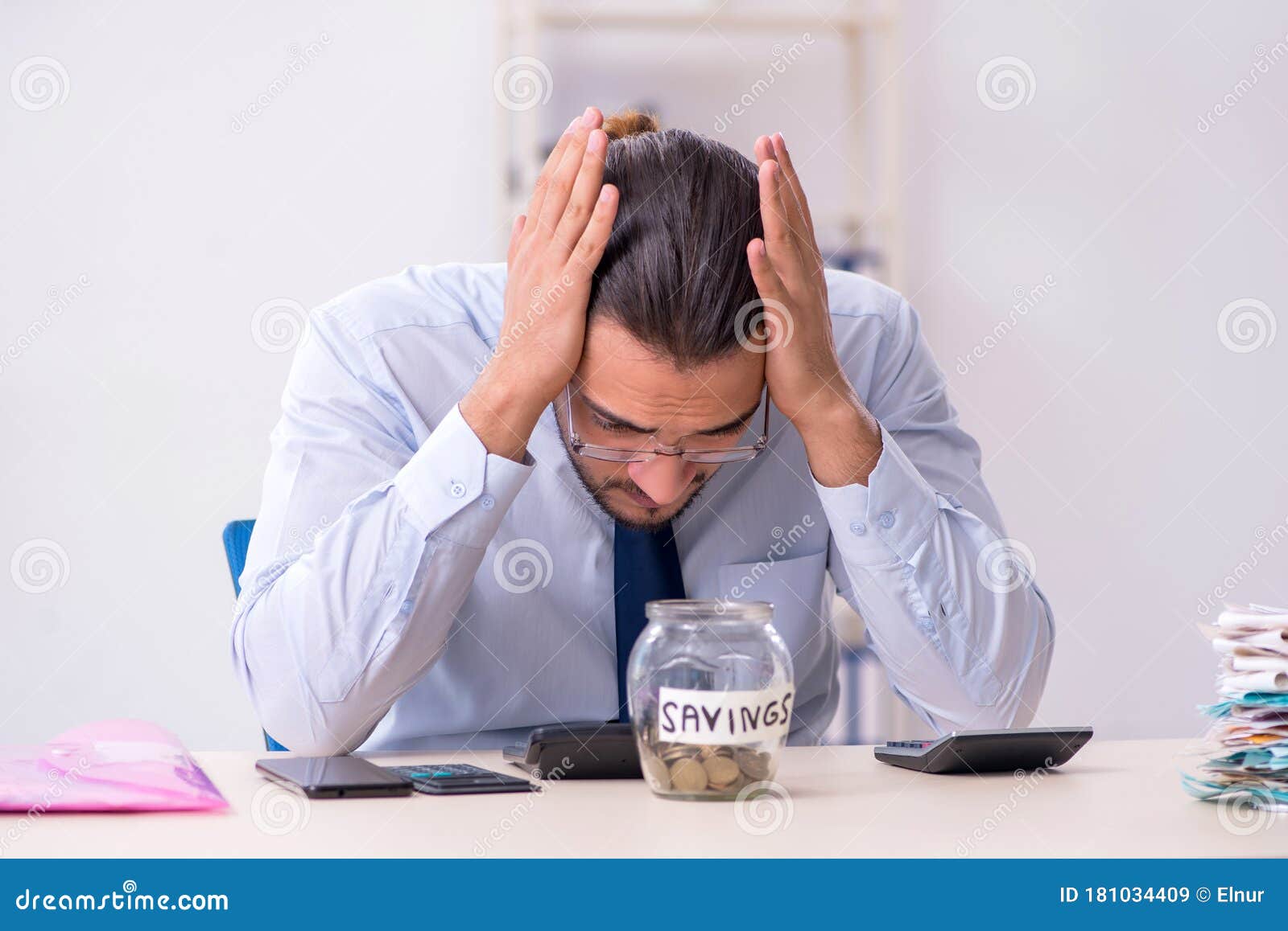 Young Male Employee in Budget Planning Concept Stock Image - Image of ...