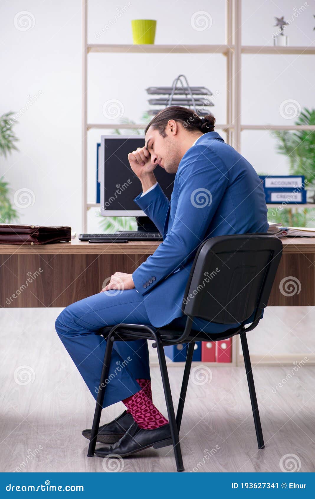 Young Male Employee Businessman at Workplace Stock Image - Image of ...