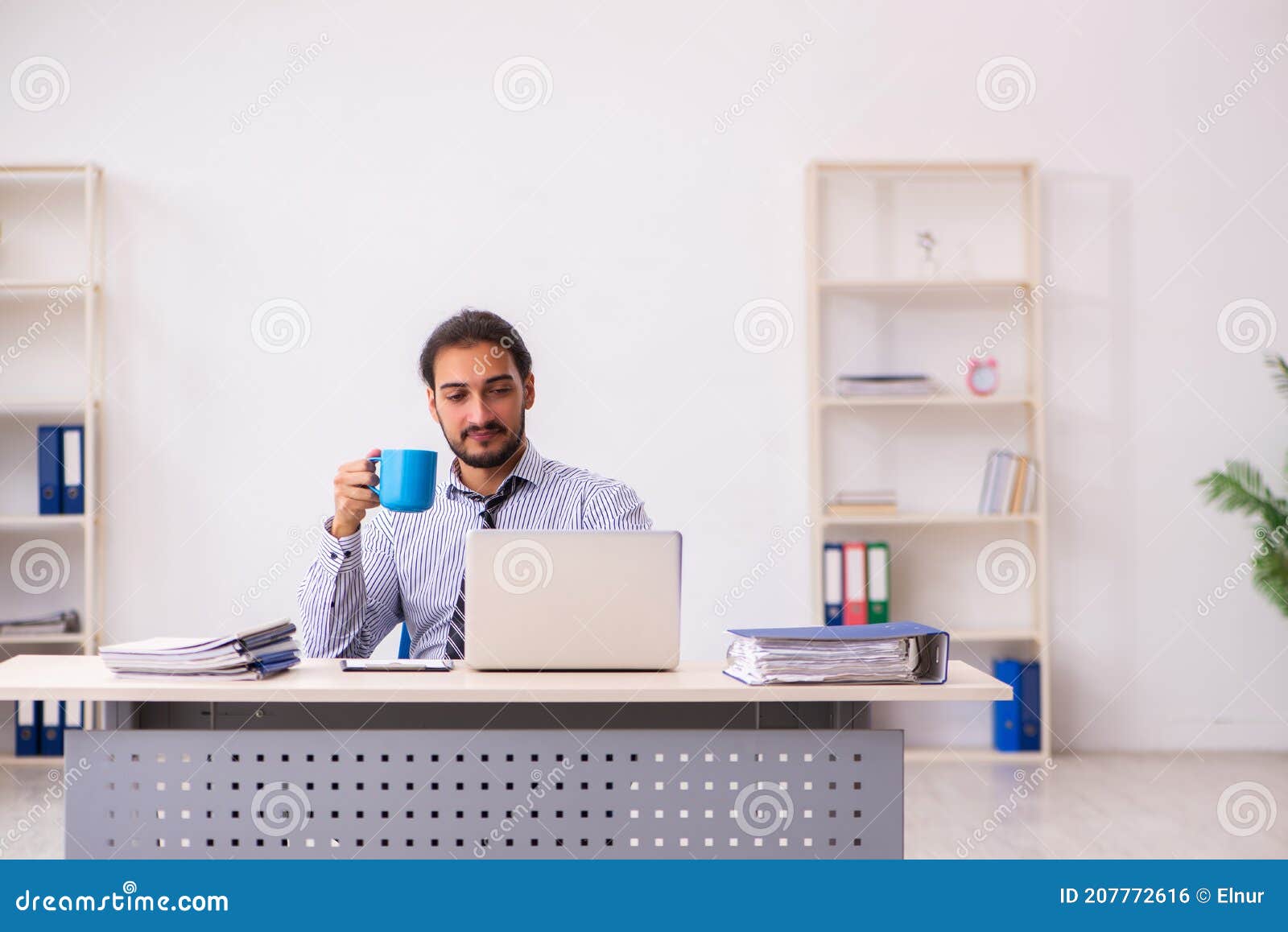 Young Male Employee Drinking Coffee during Break Stock Photo - Image of ...