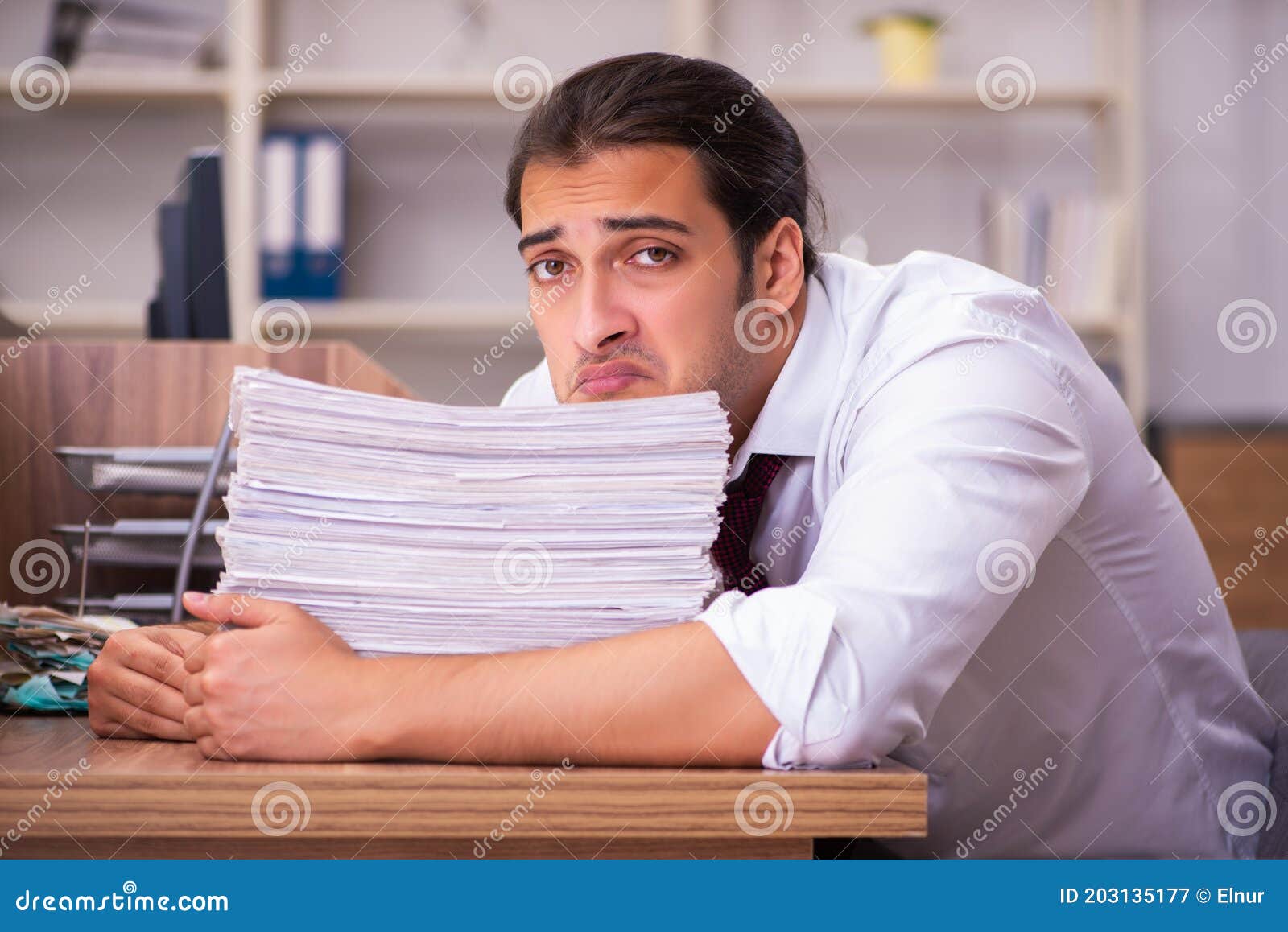 Young Male Employee Extremely Tired with Excessive Work Stock Image ...