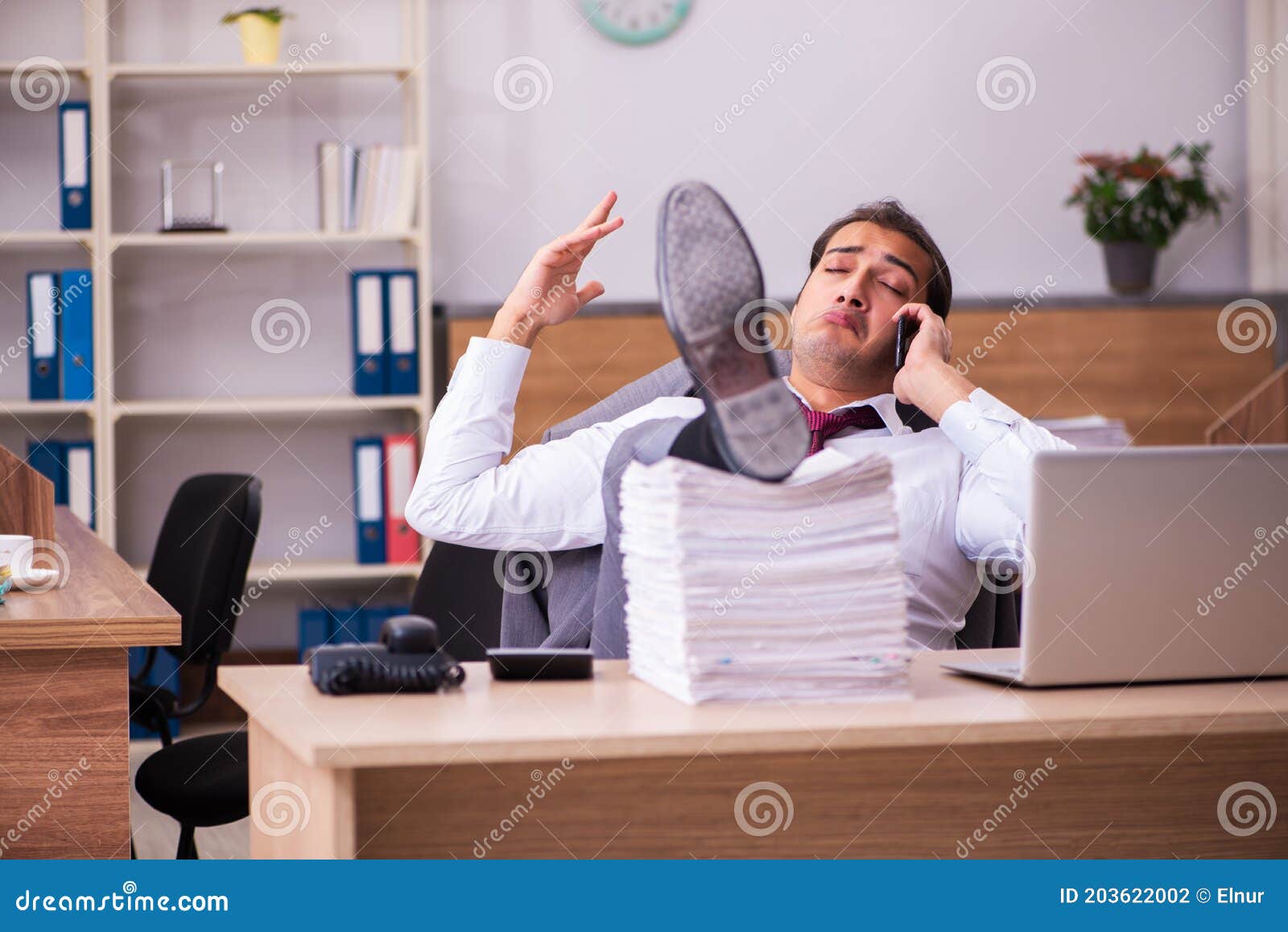 Young Male Employee Extremely Tired with Excessive Work Stock Photo ...