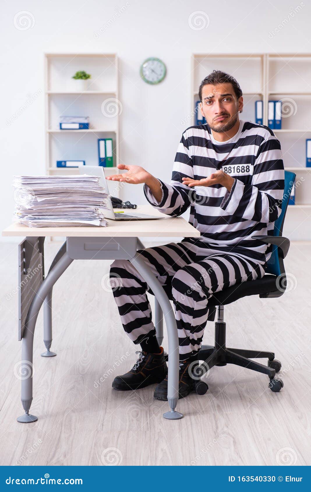 Young Employee Feeling Like Prisoner at Work Stock Photo - Image of ...