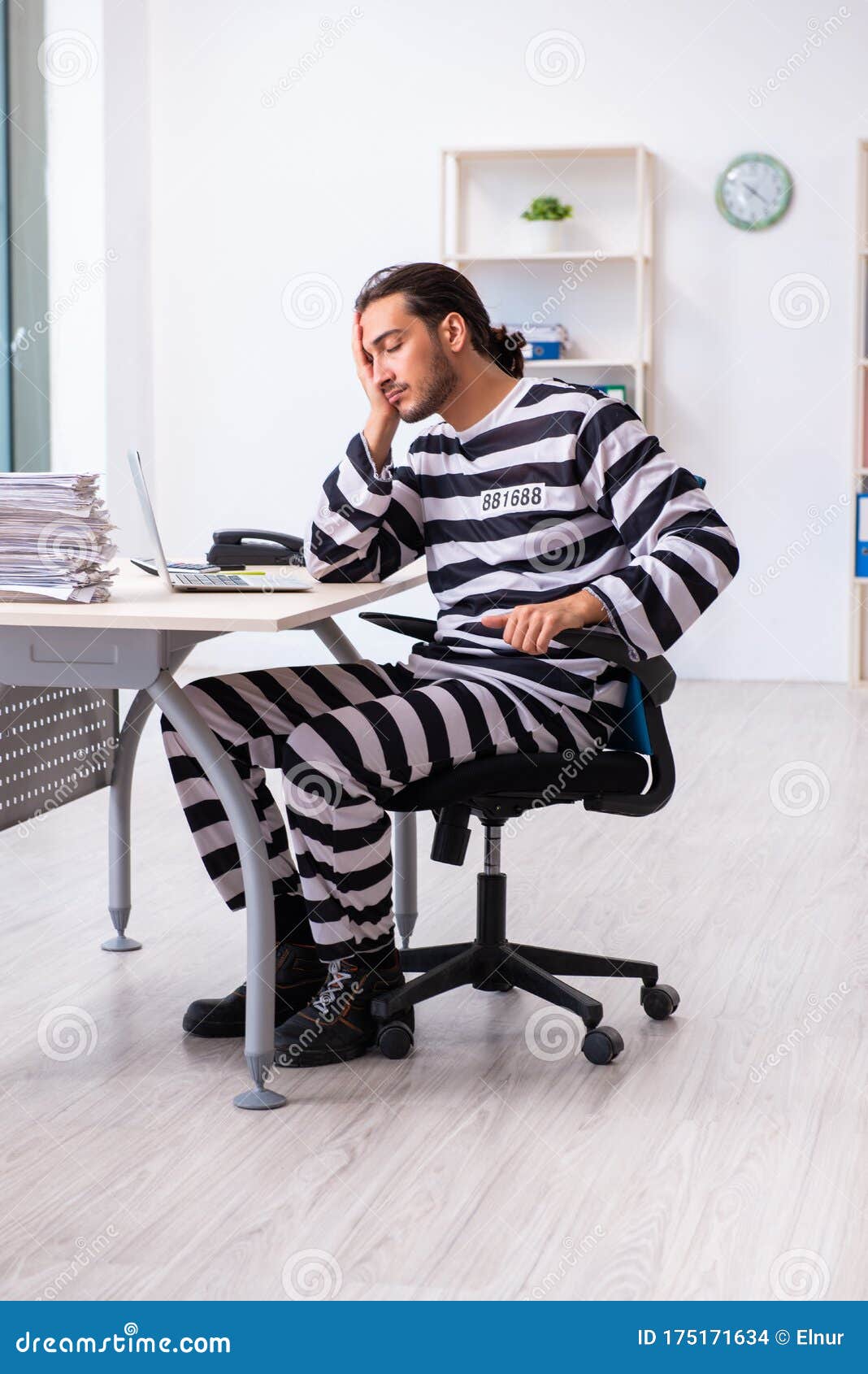 Young Employee Feeling Like Prisoner at Work Stock Photo - Image of ...