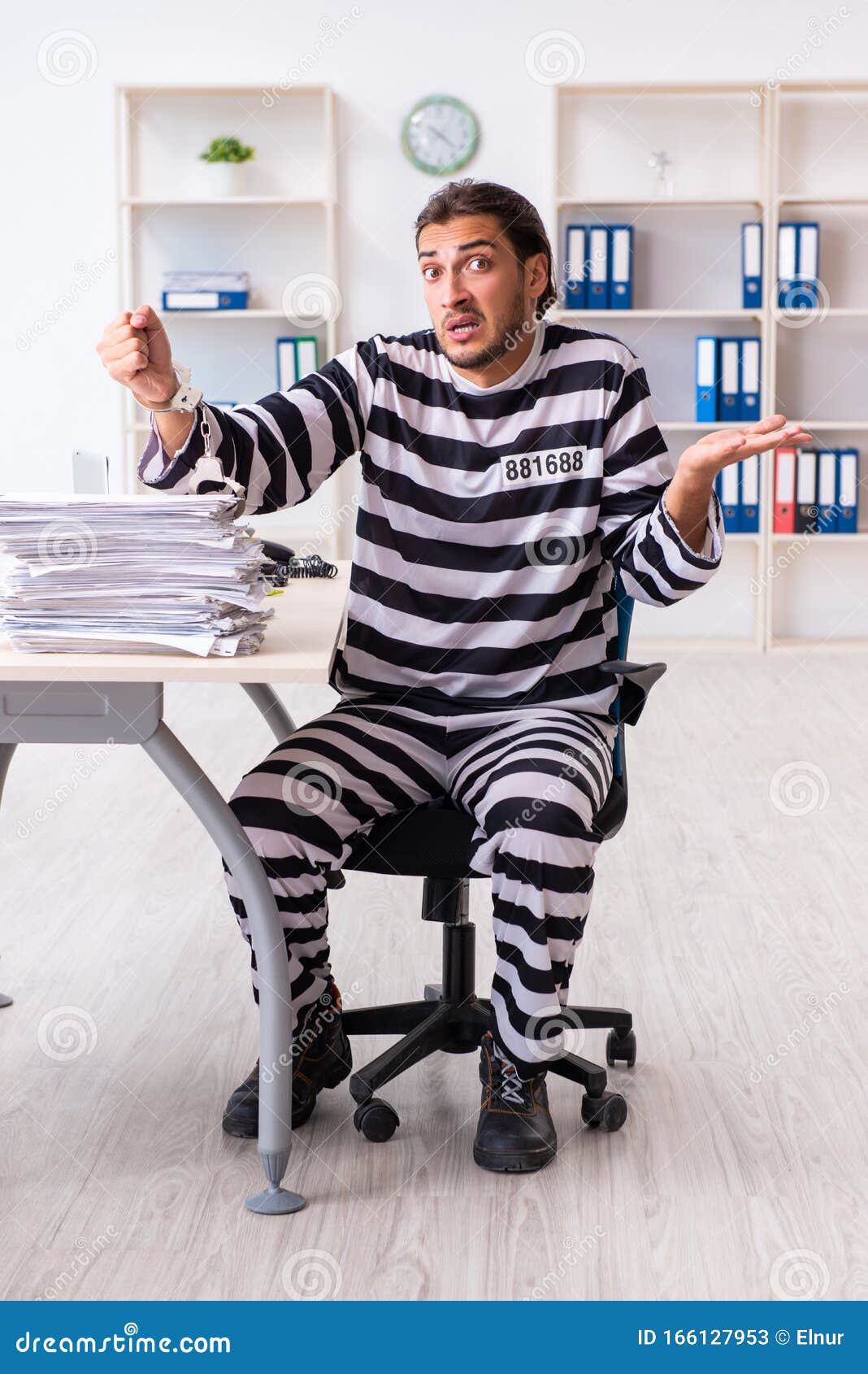 Young Employee Feeling Like Prisoner at Work Stock Image - Image of ...