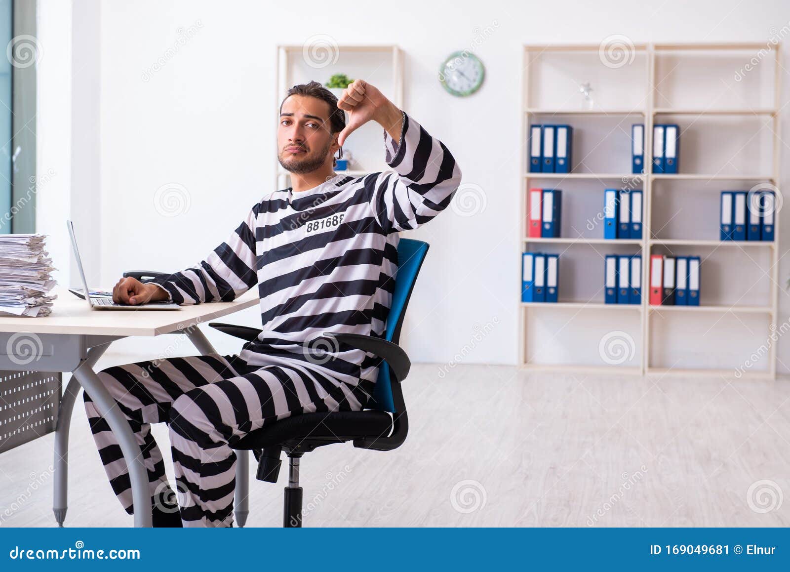Young Employee Feeling Like Prisoner at Work Stock Image - Image of ...
