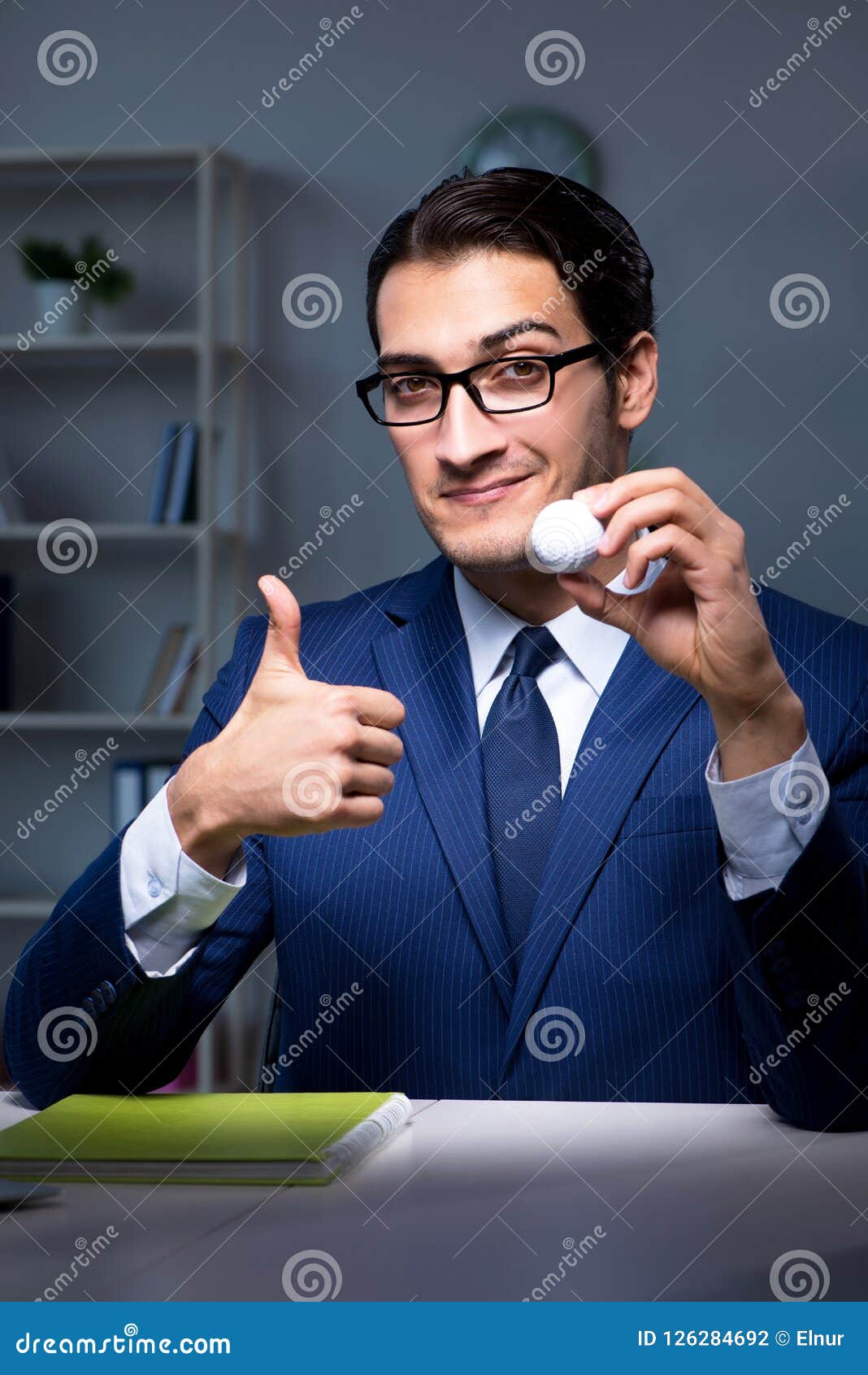 The Young Employee with Golf Ball in Office Stock Photo - Image of play ...