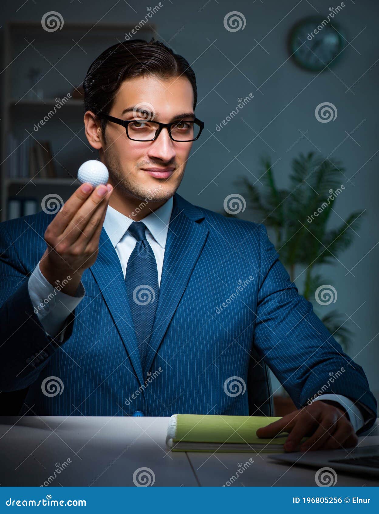 Young Employee with Golf Ball in Office Stock Photo - Image of male ...