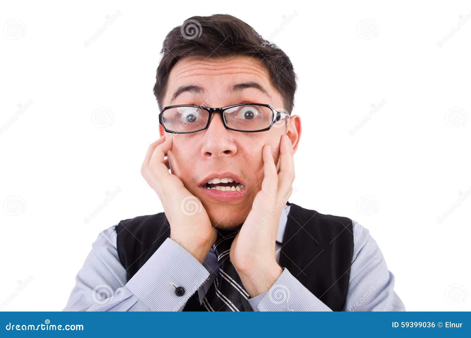 Young Employee Isolated on White Stock Photo - Image of worker, suit ...