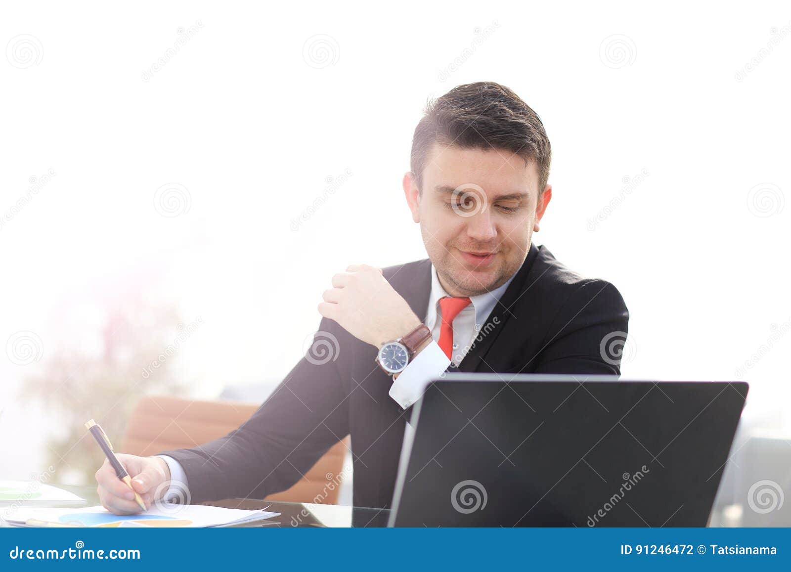 Young Employee Looking at Computer Monitor during Working Day Stock ...
