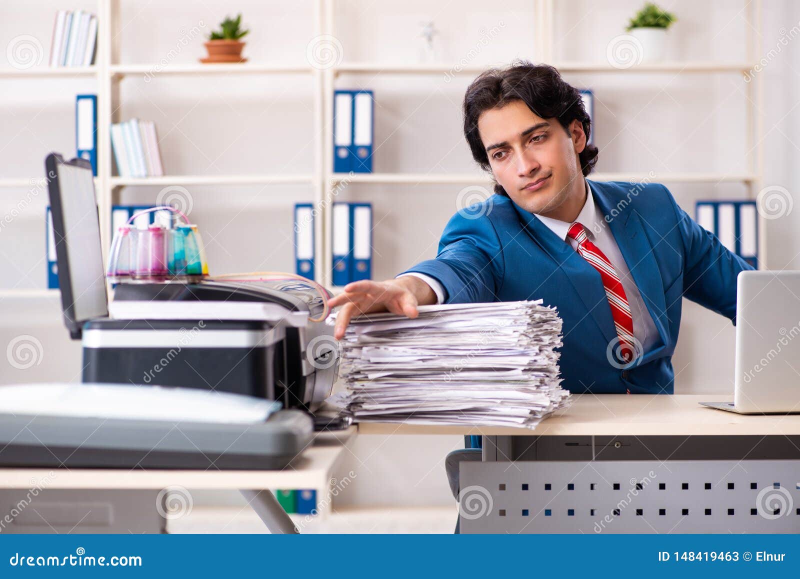 The Young Employee Making Copies at Copying Machine Stock Image - Image ...