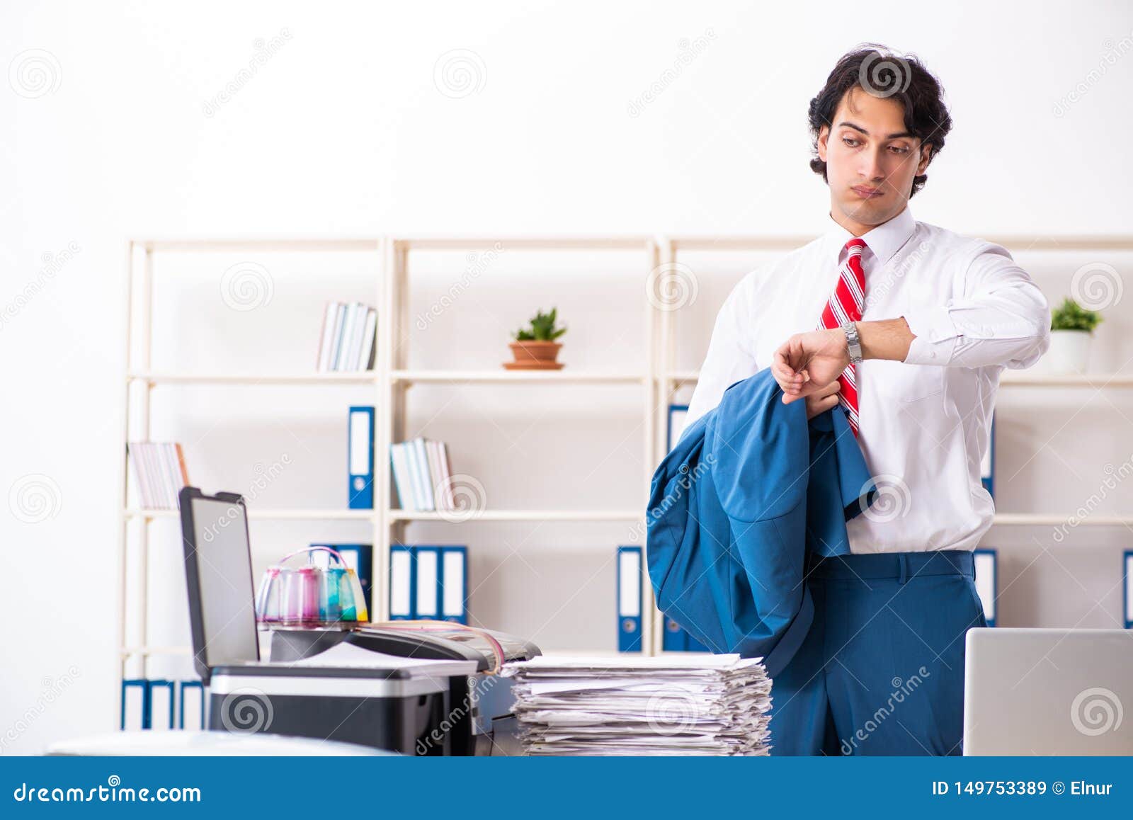 Young Employee Making Copies at Copying Machine Stock Image - Image of ...