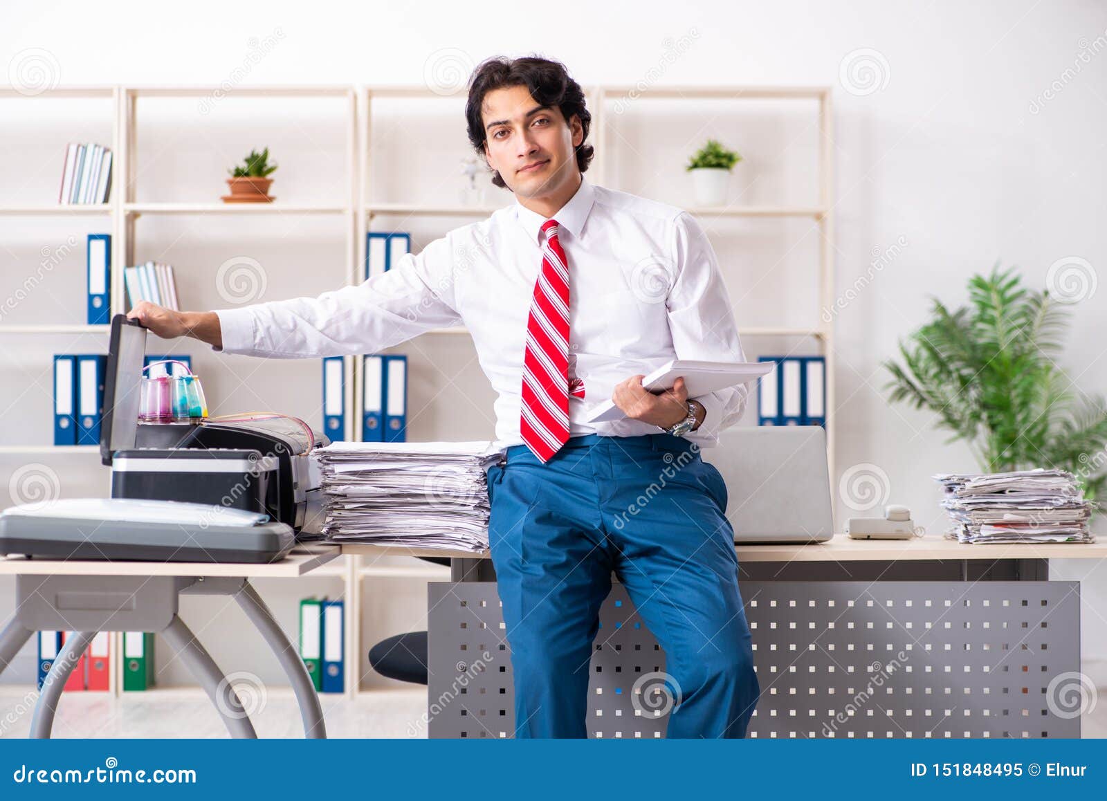 Young Employee Making Copies at Copying Machine Stock Image - Image of ...