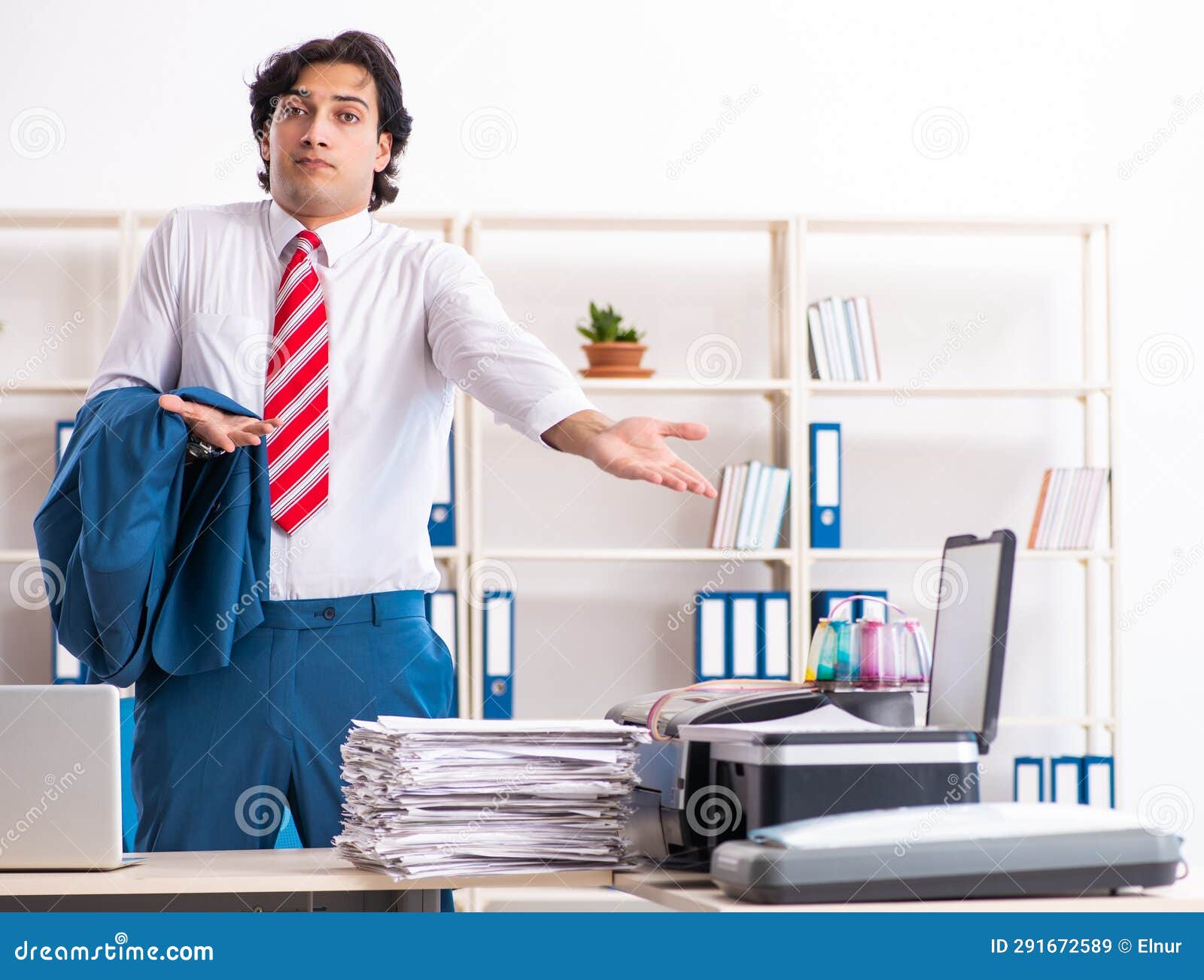 Young Employee Making Copies at Copying Machine Stock Image - Image of ...