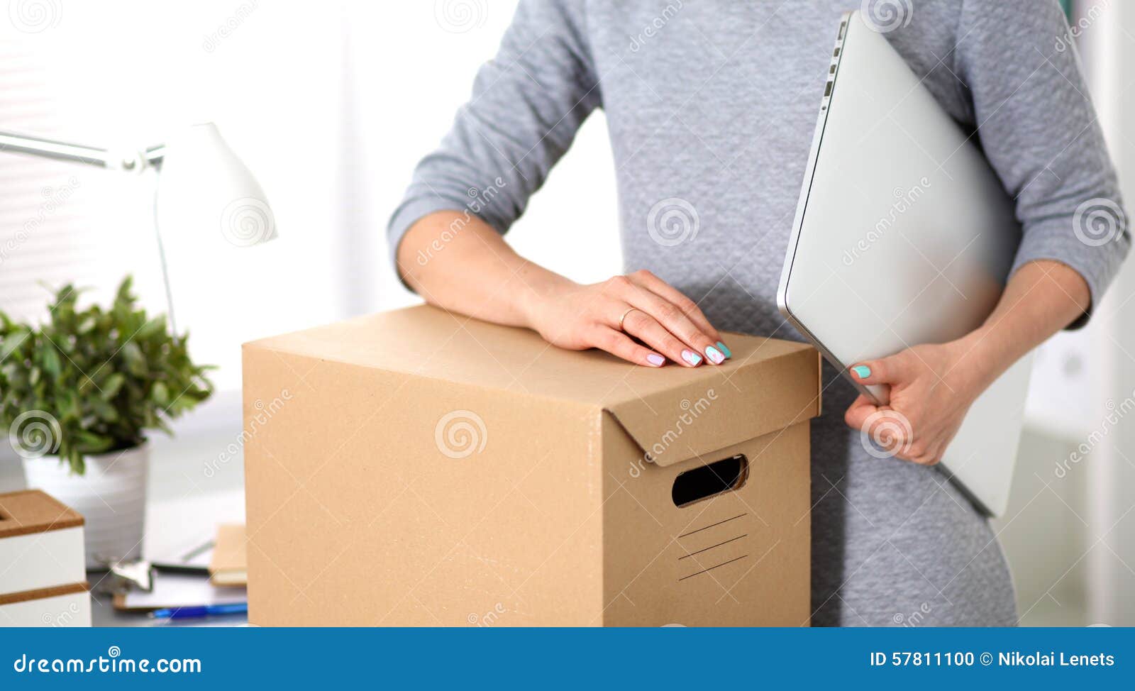 A Young Employee of the Office is Ready To Move Stock Photo - Image of ...