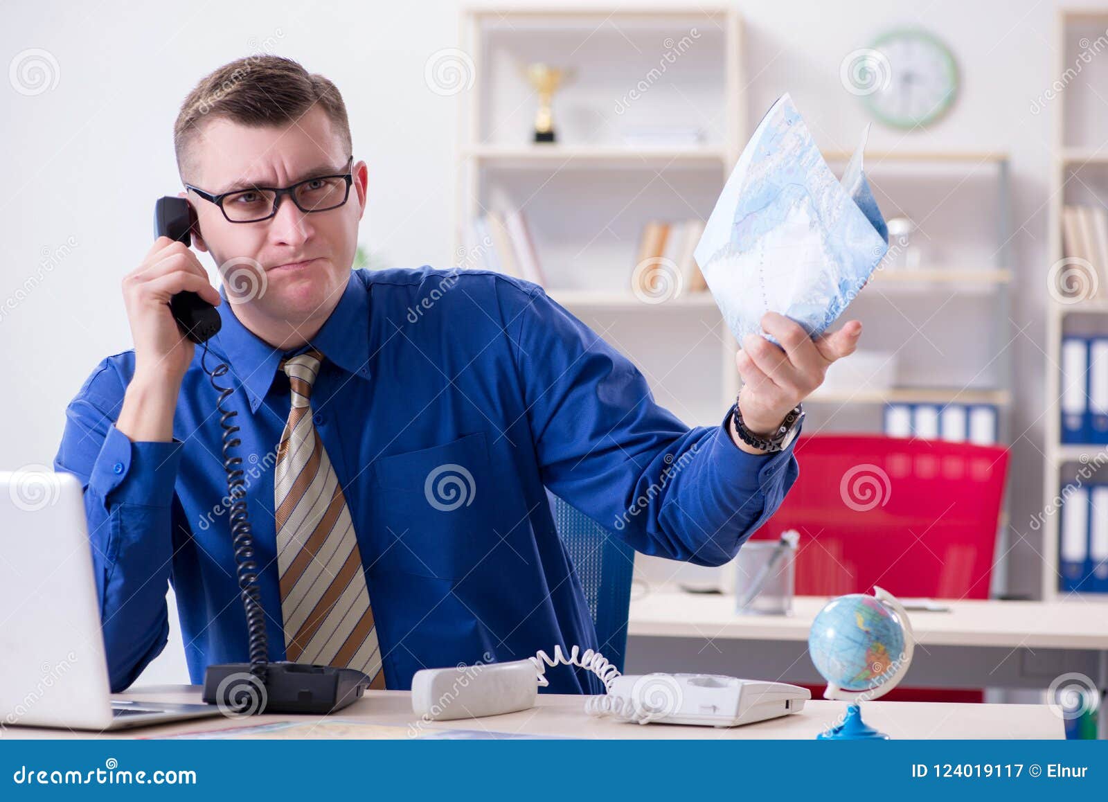 The Young Employee Preparing for Vacation Trip Stock Image - Image of ...