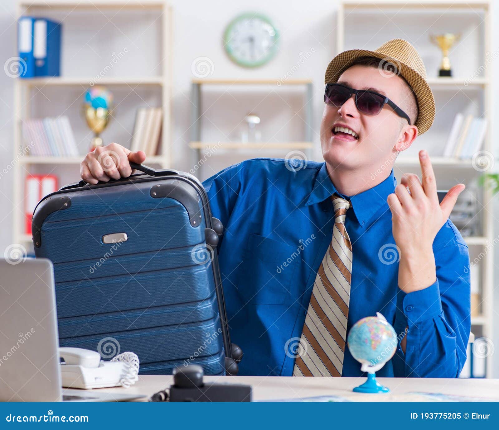 Young Employee Preparing for Vacation Trip Stock Image - Image of ...