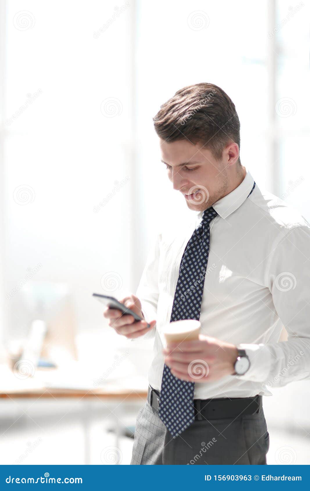 Young Employee Reading Email during Work Break Stock Image - Image of ...