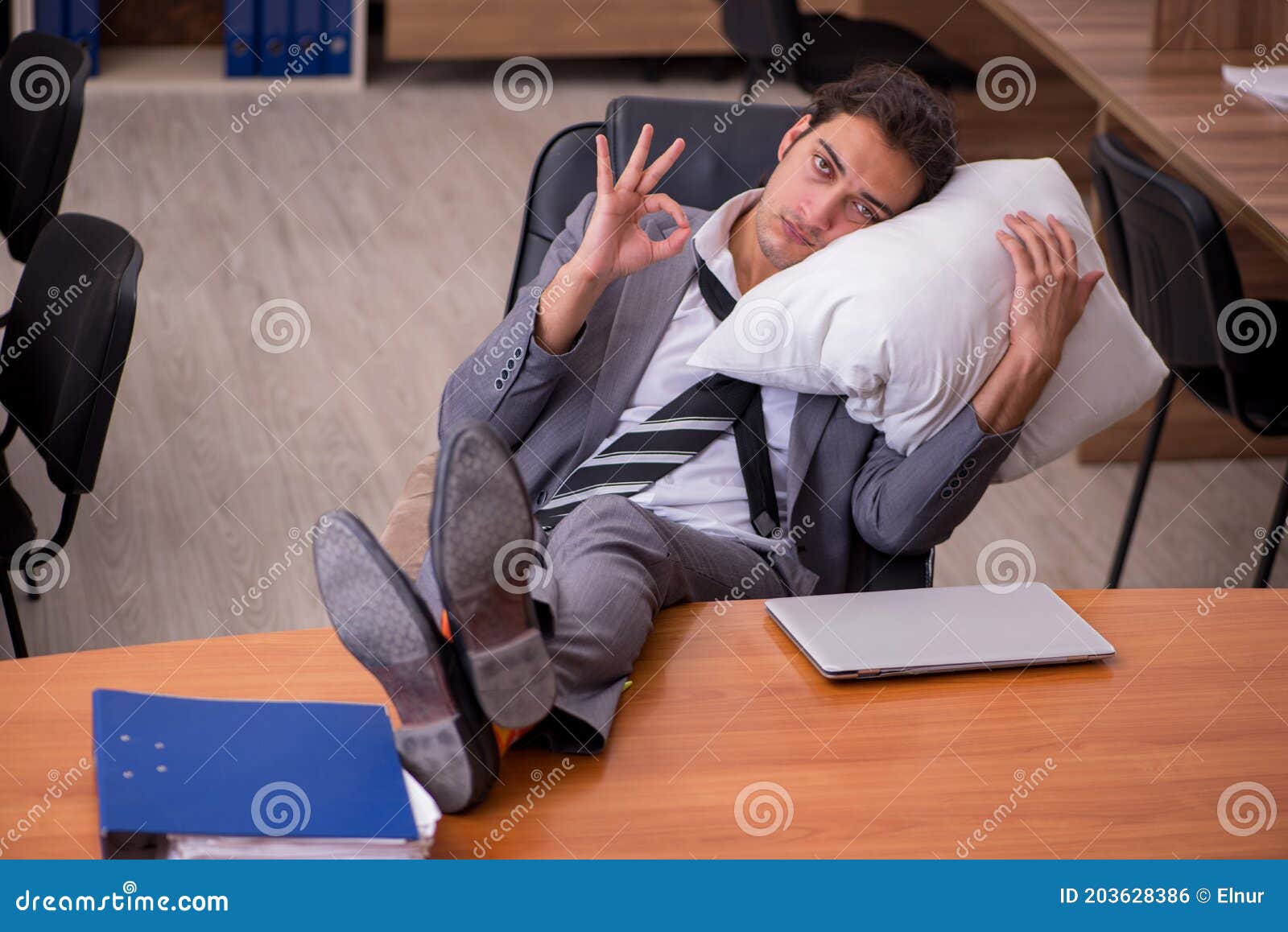Young Male Employee Sleeping at Workplace Stock Photo - Image of ...