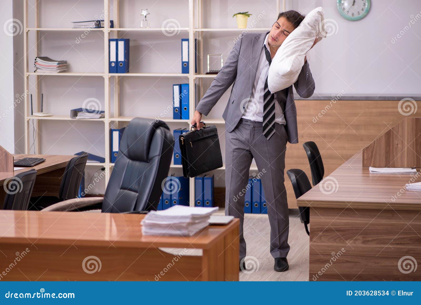 Young Male Employee Sleeping at Workplace Stock Photo - Image of sleep ...