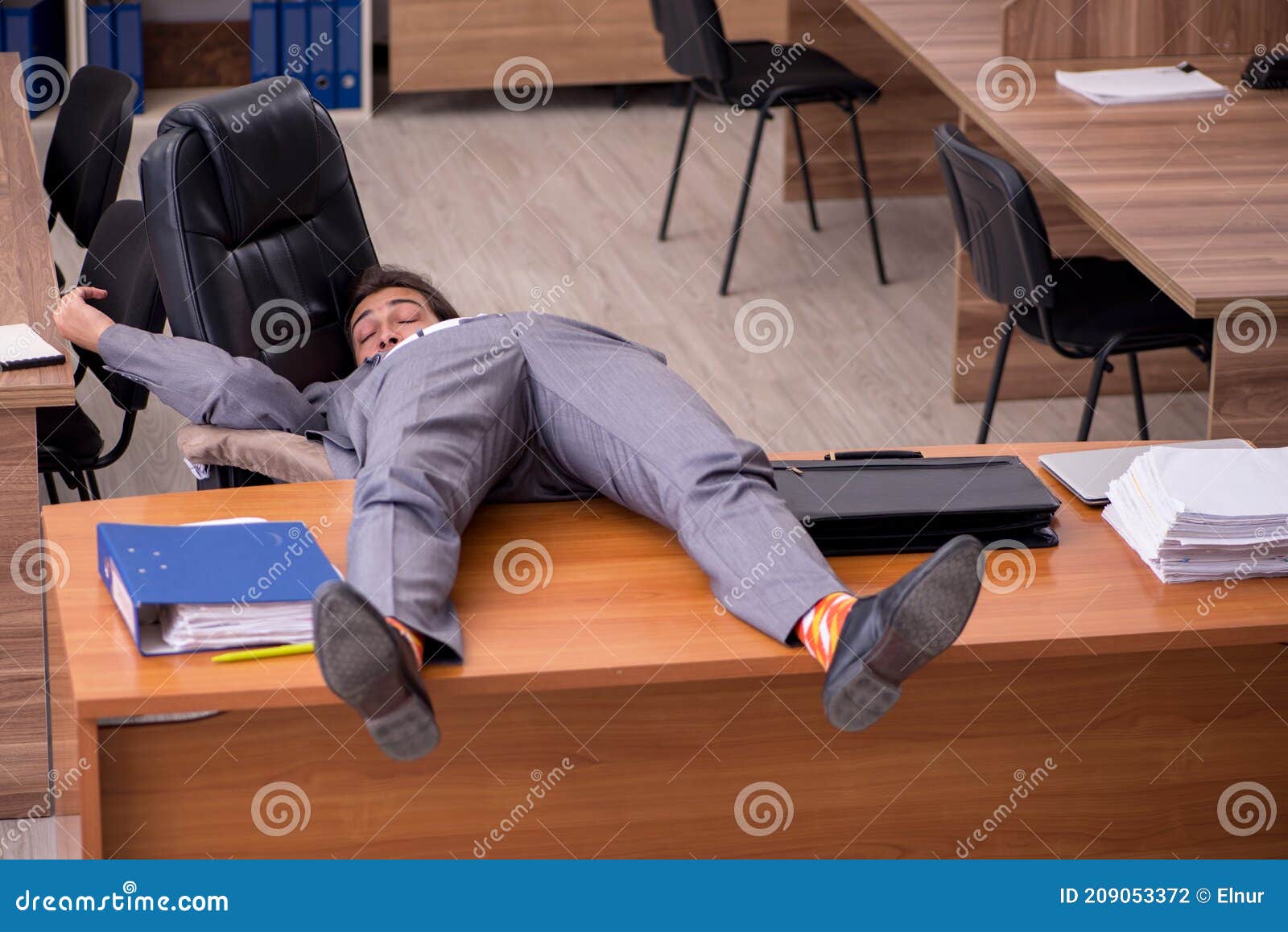 Young Male Employee Sleeping at Workplace Stock Photo - Image of ...