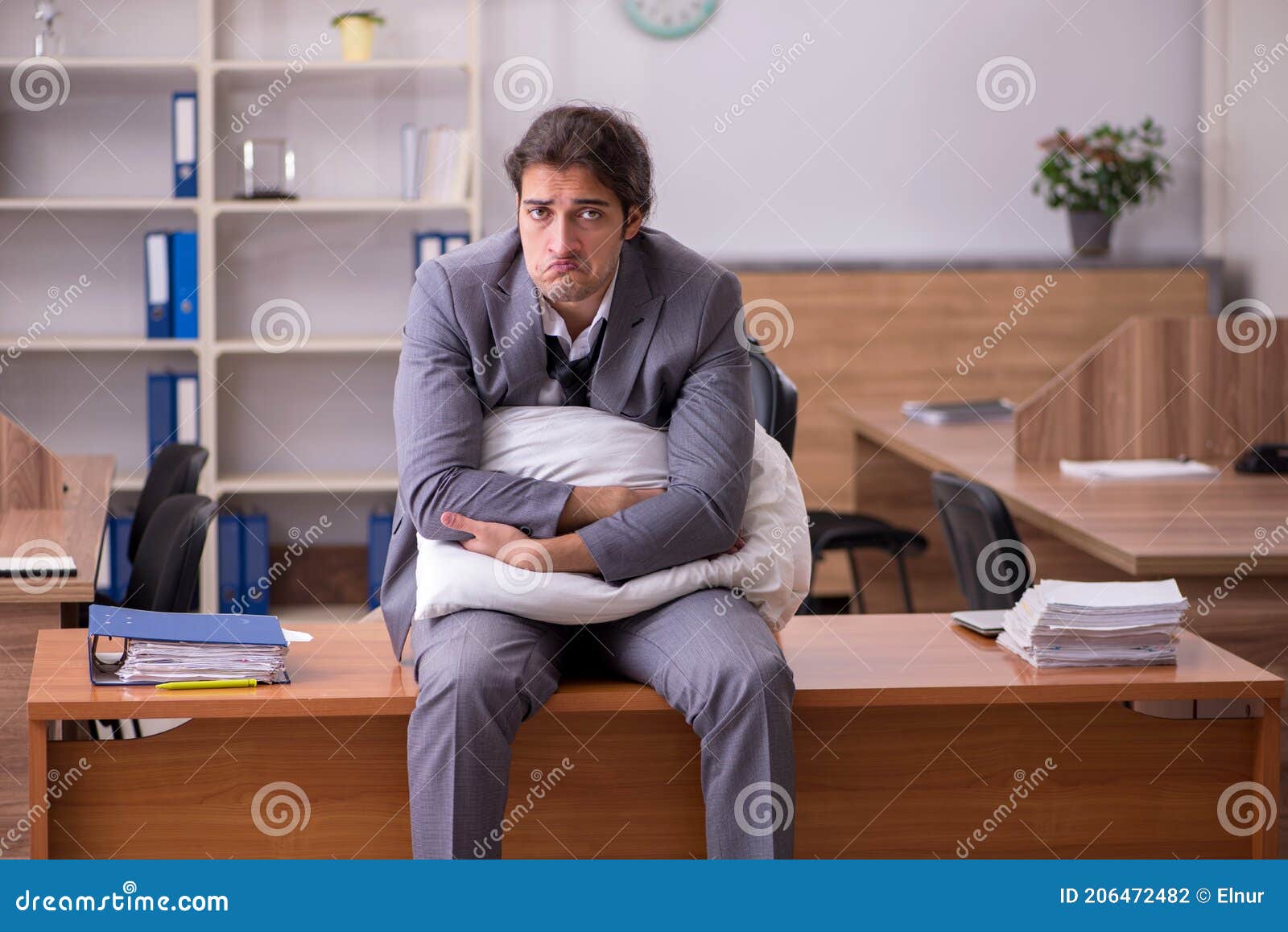 Young Male Employee Sleeping at Workplace Stock Photo - Image of boring ...