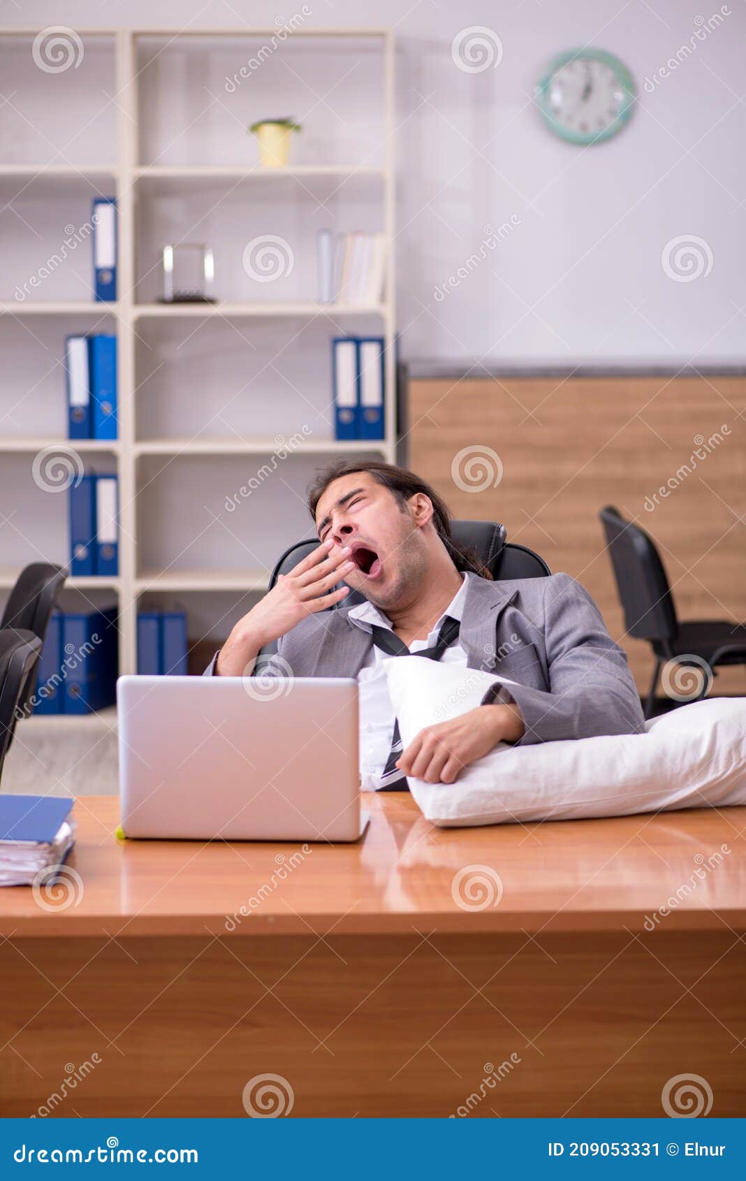 Young Male Employee Sleeping at Workplace Stock Image - Image of ...