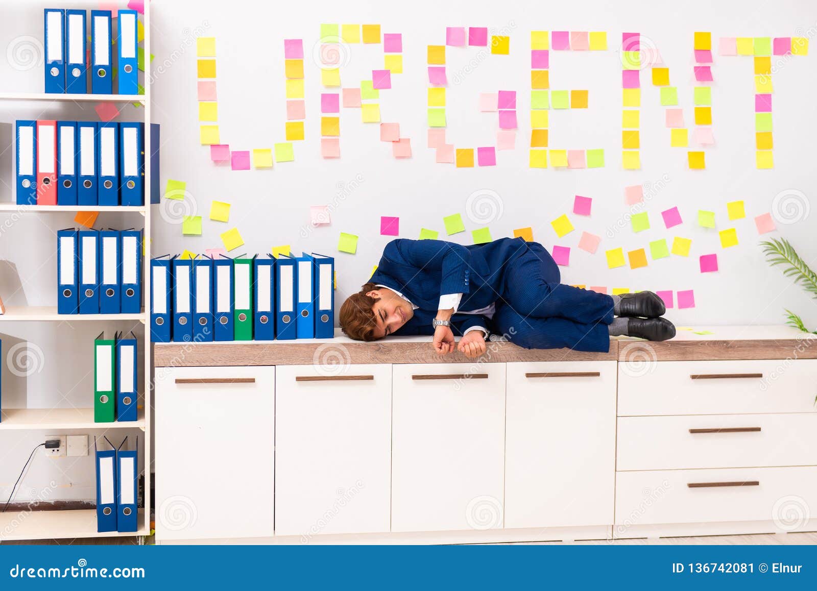 The Young Employee Suffering from Excessive Work Stock Image - Image of ...