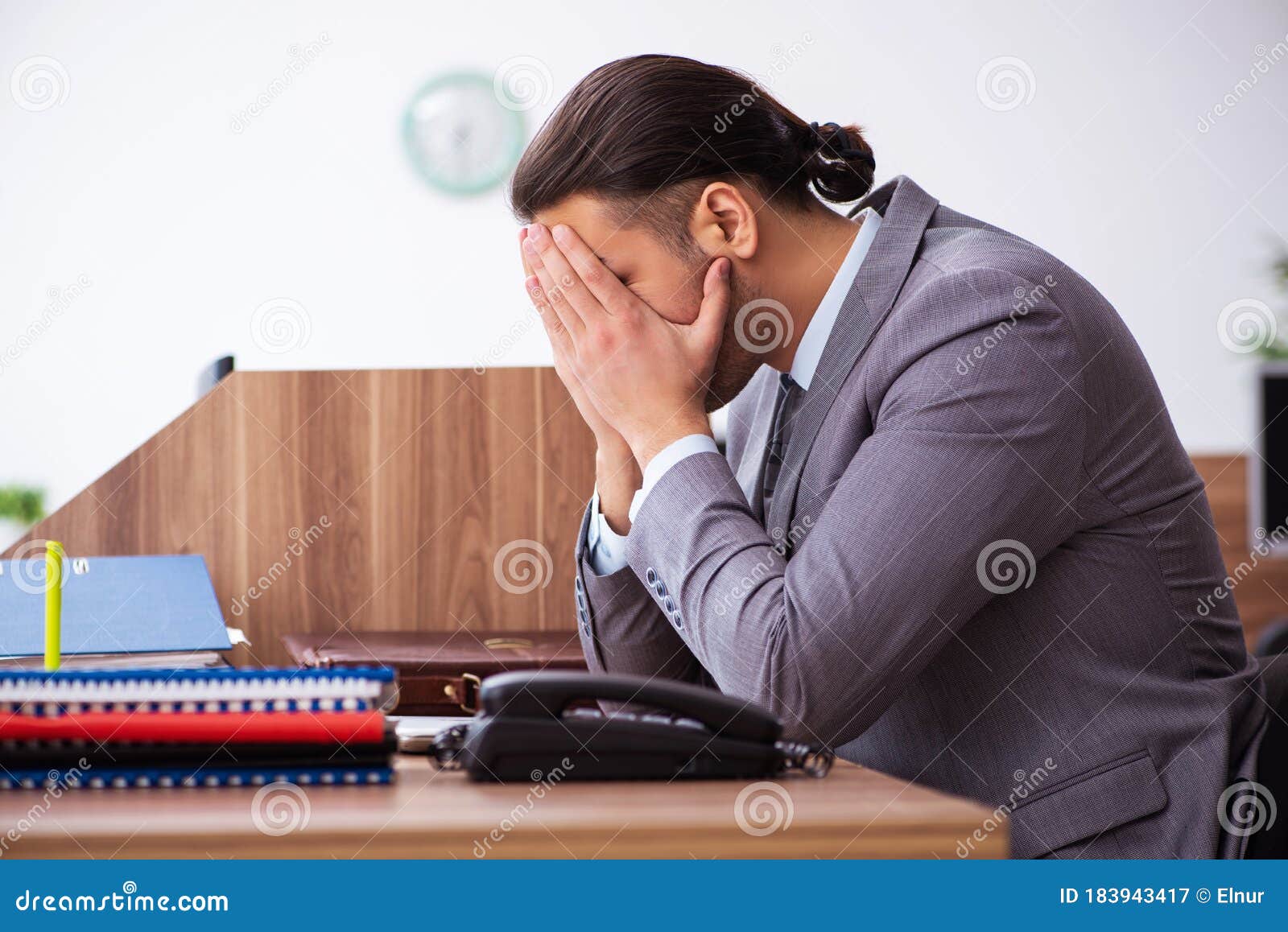 Young Male Employee Unhappy with Excessive Work Stock Image - Image of ...