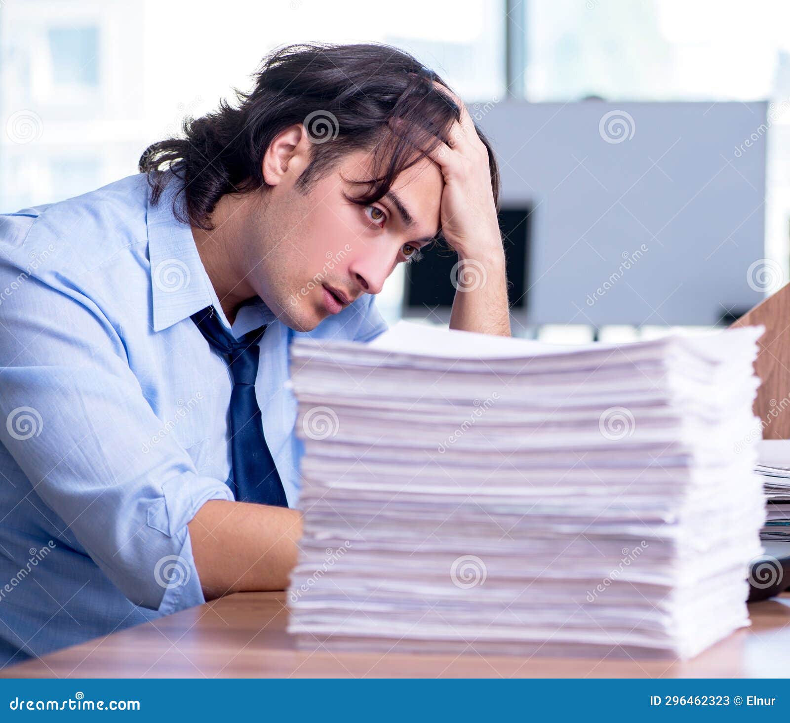 Young Employee Unhappy with Excessive Work Stock Image - Image of ...