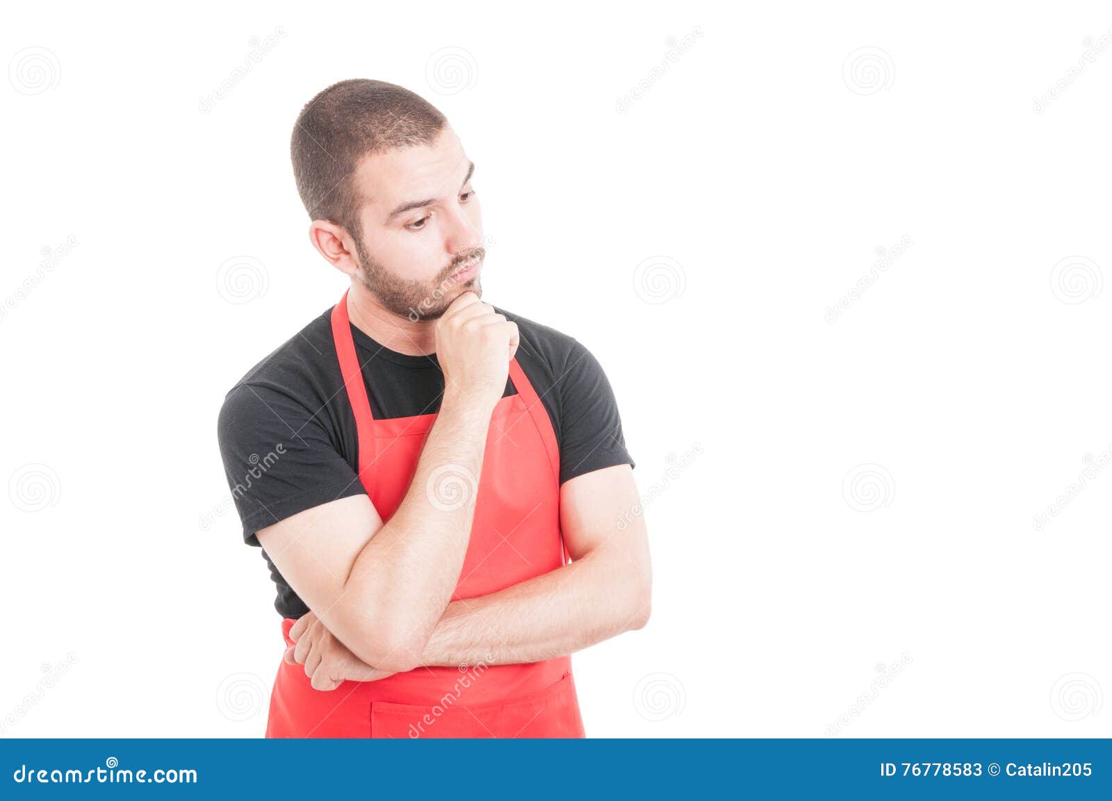 Young Employee at Work Thinking at Something Stock Image - Image of ...