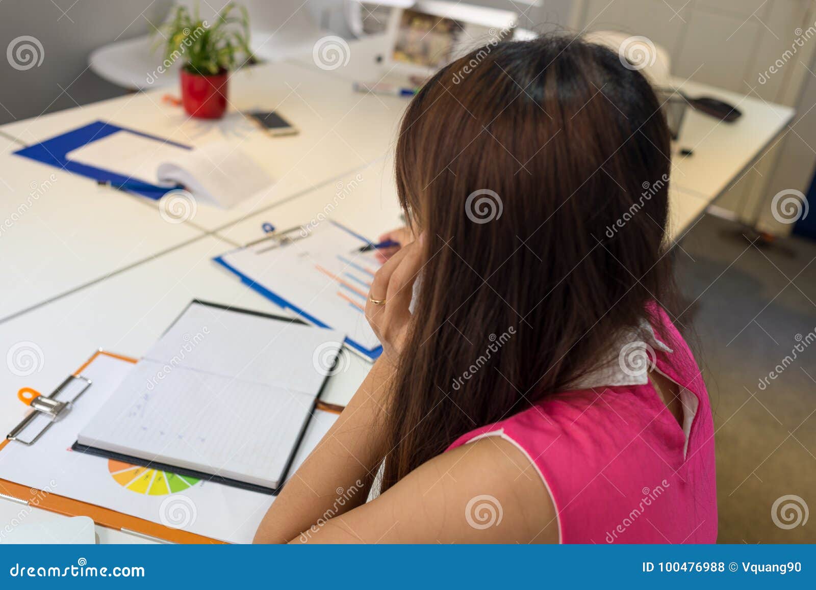 Young Employee Working Alone in the Office Stock Photo - Image of ...