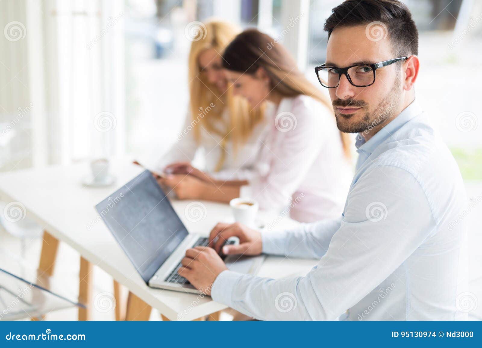 Young Employee Working on Computer during Working Day in Office Stock ...